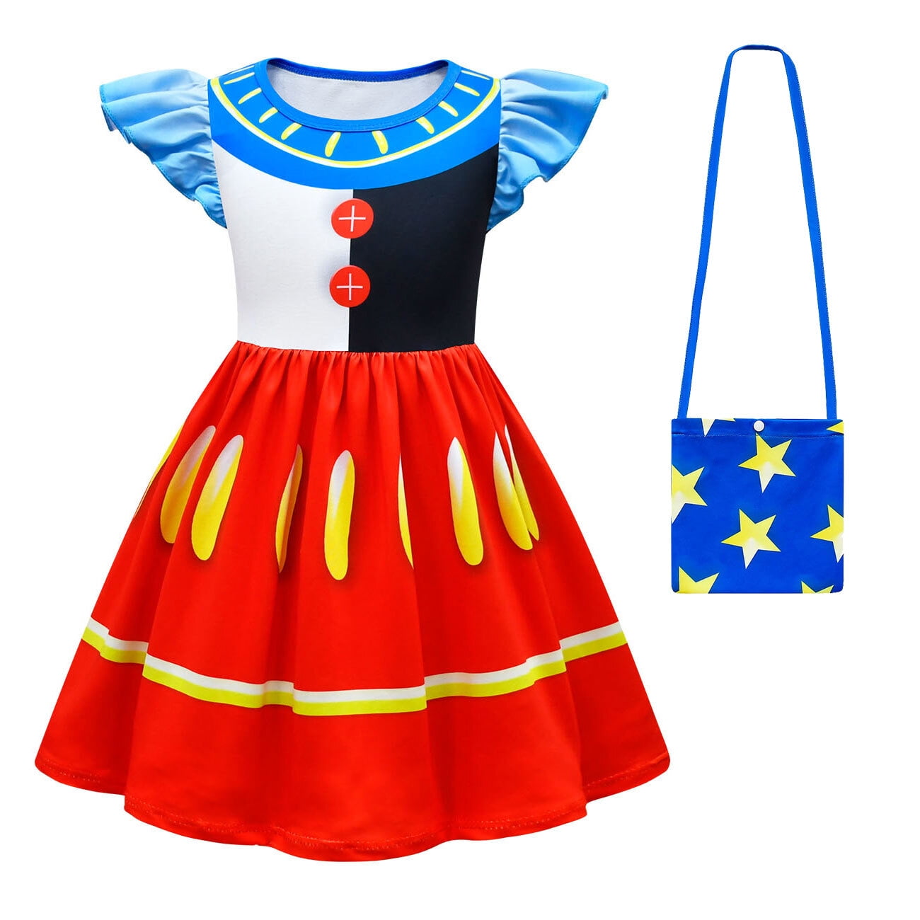 Girls Moon Sun Clown Costume Dress Halloween Cosplay Cartoon Outfits ...