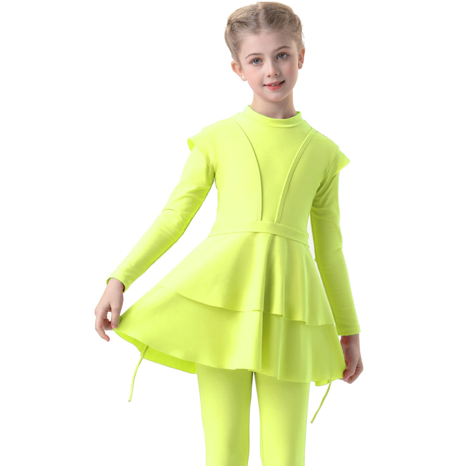 Girls Mu Swimsuits Kids 2 Pieces Top + Pants Full Coverage Swimwear ...