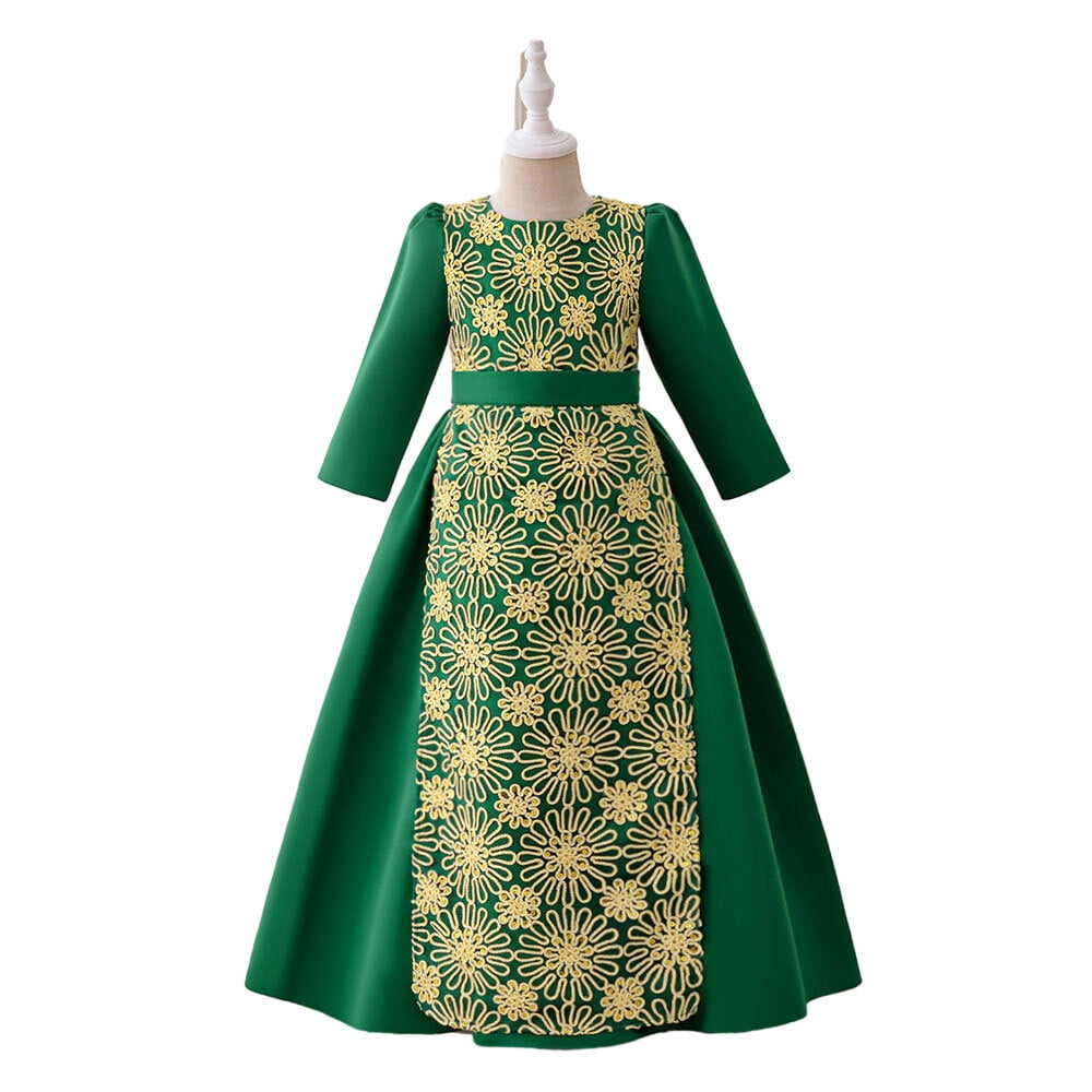Girls Muslim Princess Dress Long Sleeve Prayer Maxi Dress 4-7 Year ...