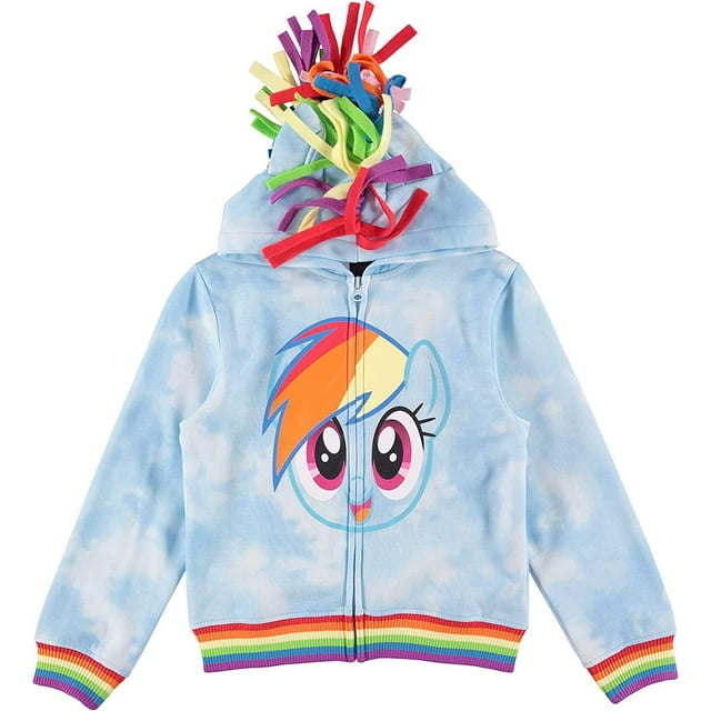 Girls My Little Pony Rainbow Dash Zip up Sweatshirt Hoodie - Little and ...