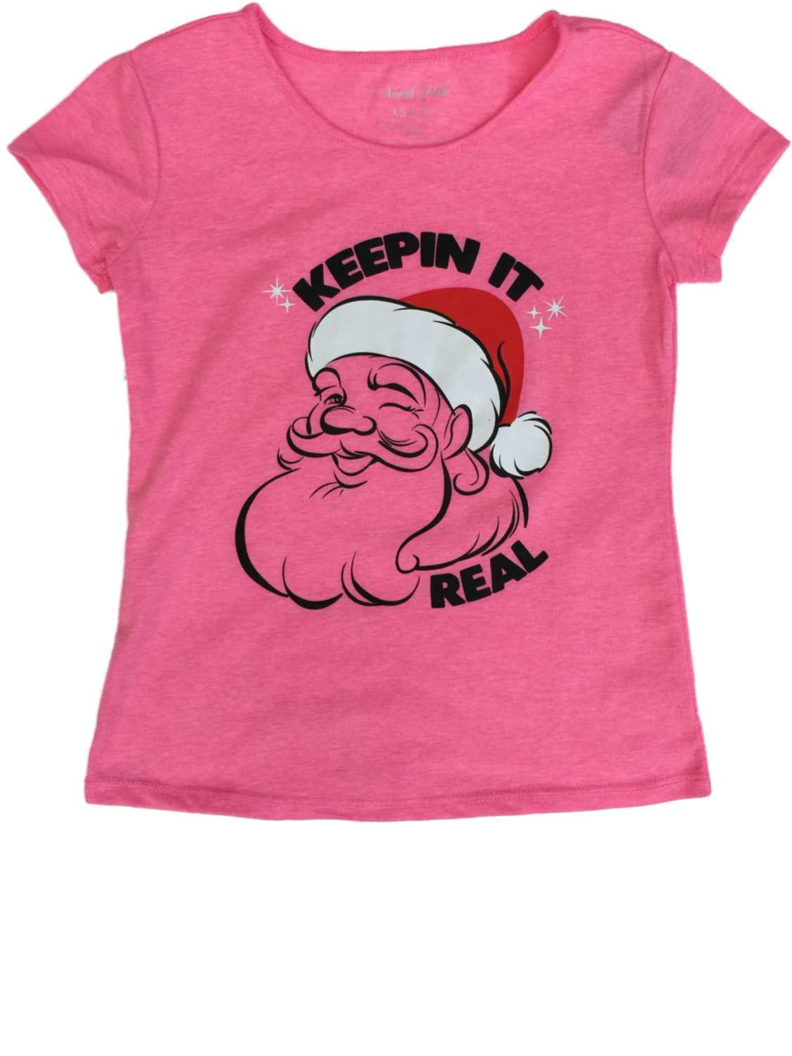 Girls Neon Pink Tee Shirt Girls Keepin It Real Holiday Christmas T ...