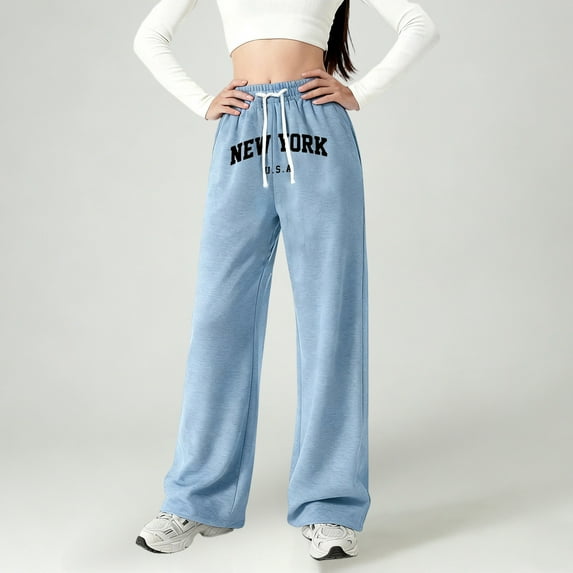 Girls’ "New York" Letter Print Wide-Leg Pants (4-16 Years) – Fashion ...