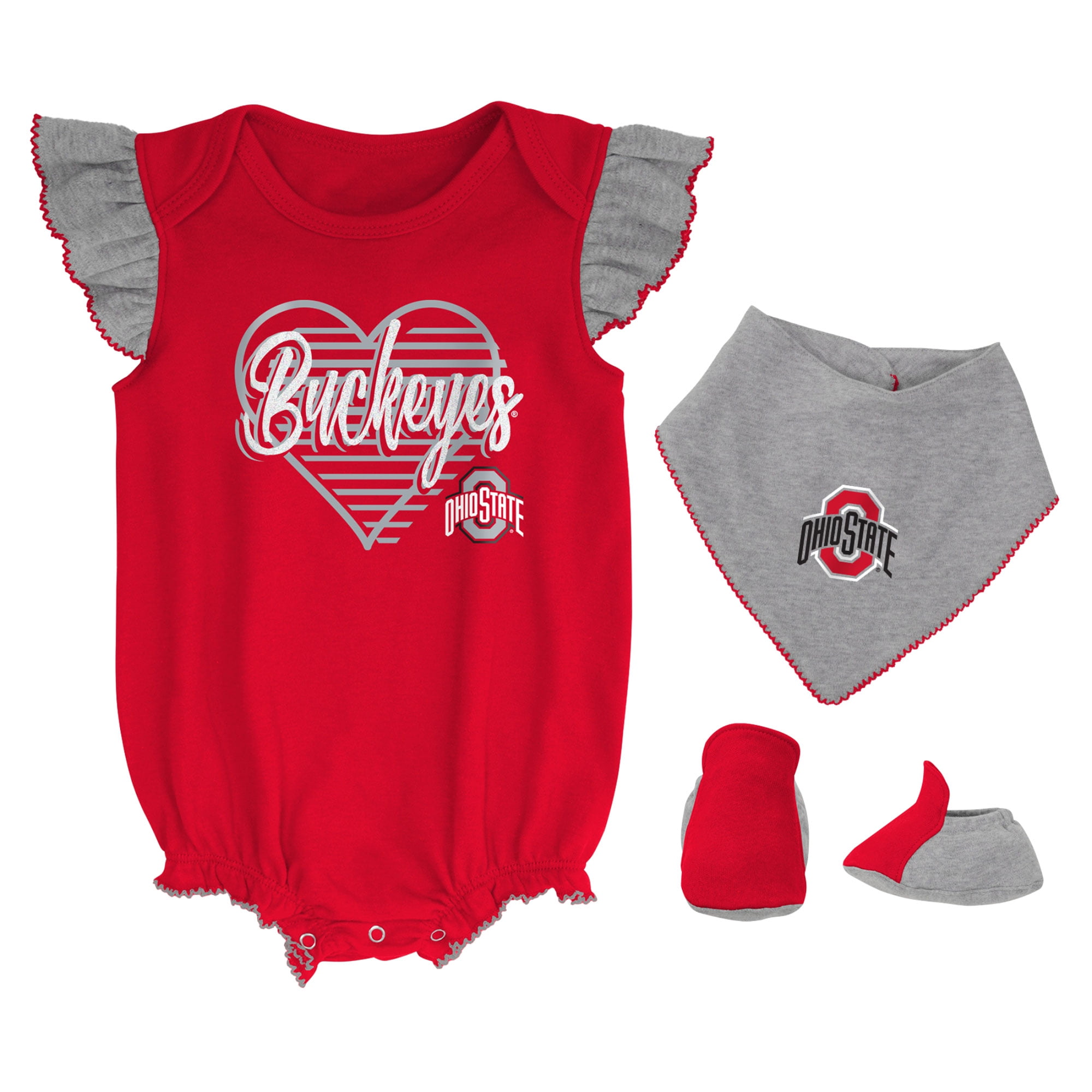 Girls Newborn & Infant Scarlet/Heather Gray Ohio State Buckeyes All The ...