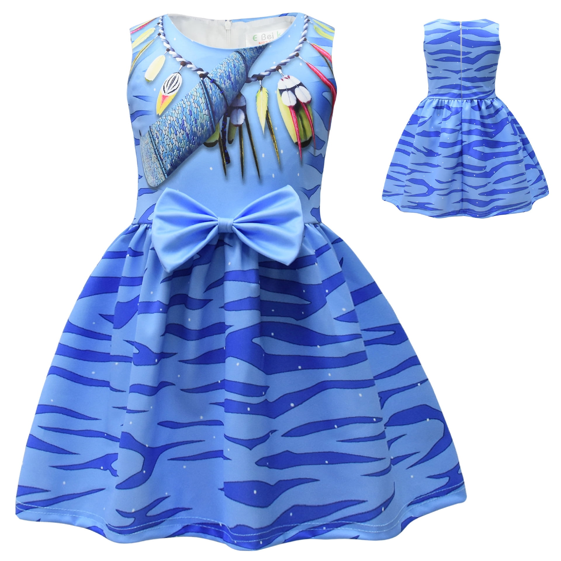 Girls Neytiri Cartoon Dress Halloween Sleeveless Party Costume Dress 2 ...