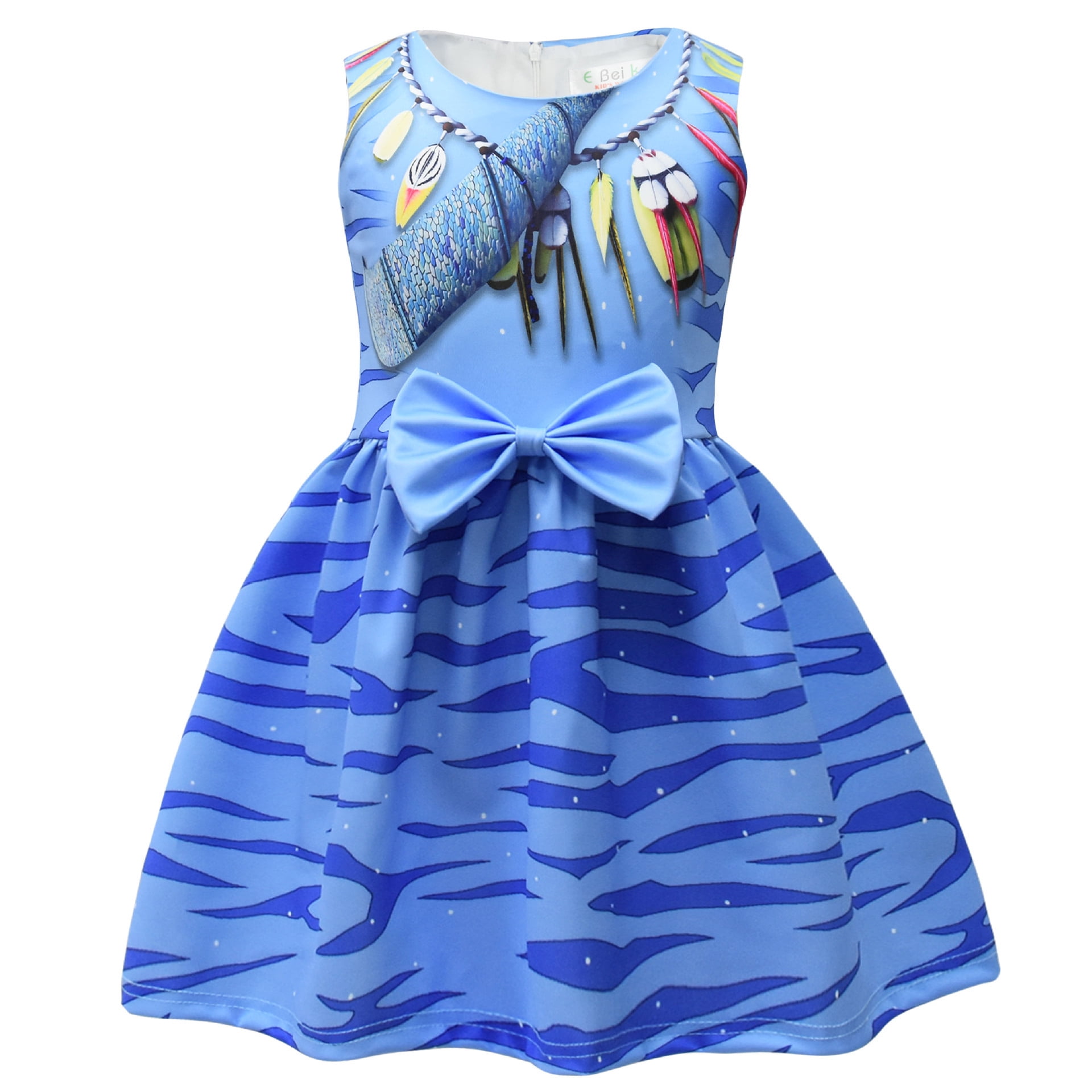 Girls Neytiri Dress Cartoon Sleeveless Sundress Halloween Cosplay Dress ...