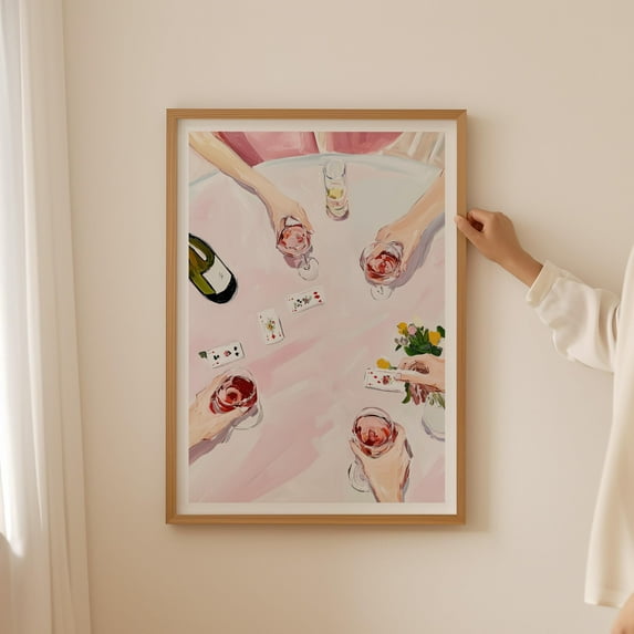 Girls Night Poster, Cheers Art Print: Rosé Wine, Poker Night Decor ...