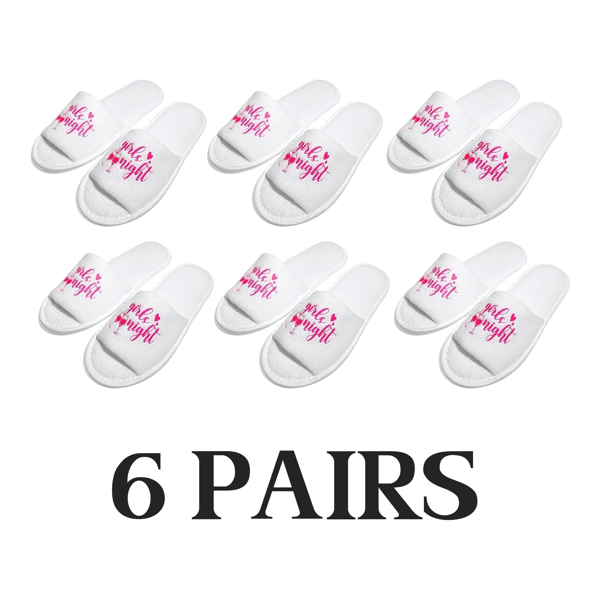 6 Pairs Girls Night Slippers, Soft Cozy Open-Toe Indoor Slides, for ...