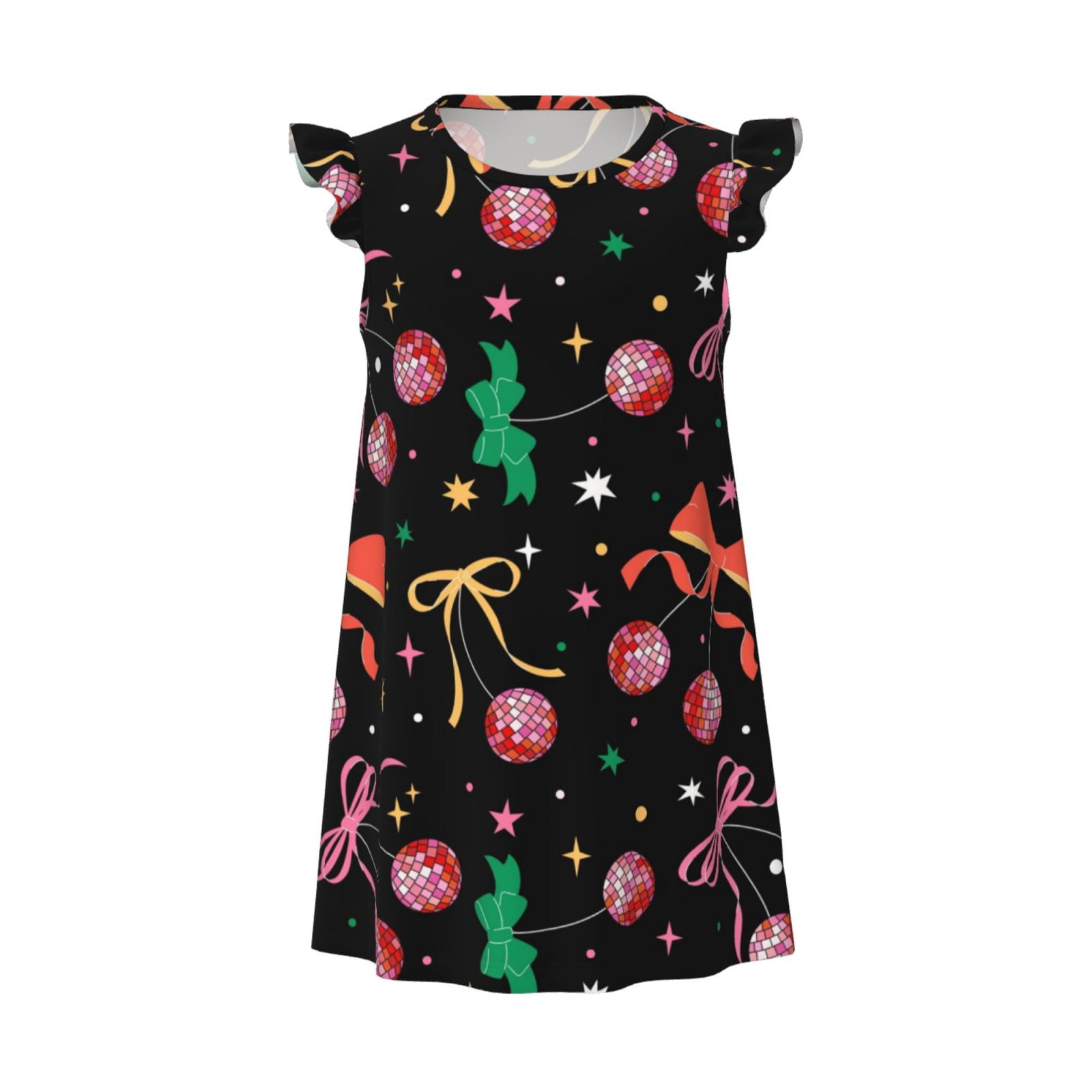 Girls Nightgown Disco Mirror Ball Flutter Short Sleeves Night Dress ...