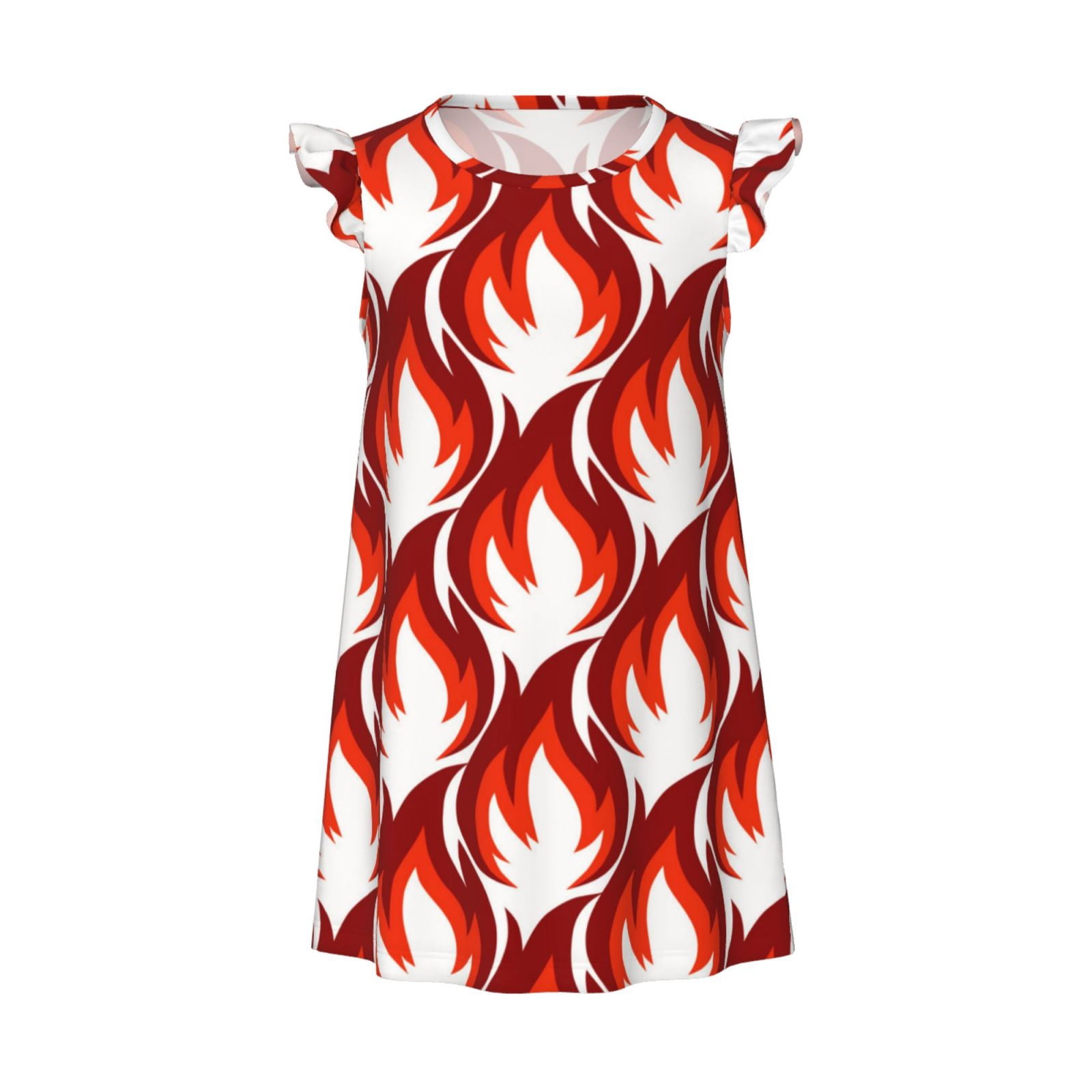 Girls Nightgown Fire Symbols Flutter Short Sleeves Night Dress, Pajamas ...