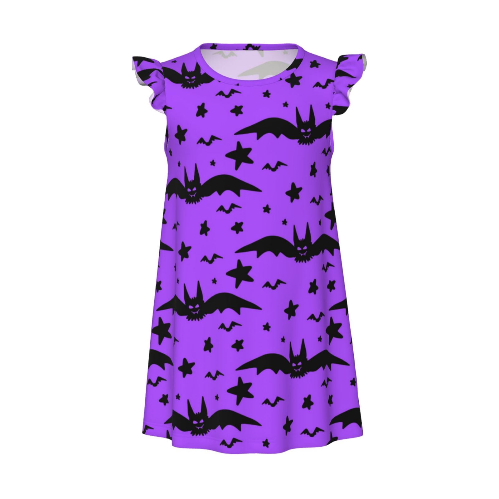 Girls Nightgown halloween bat elements Flutter Short Sleeves Night ...