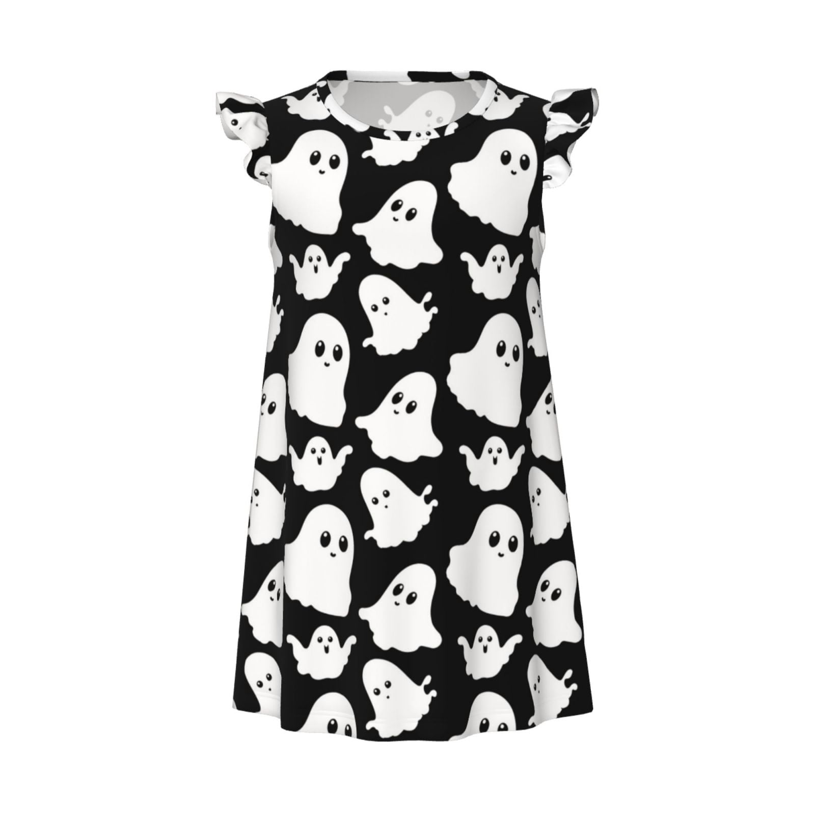 Girls Nightgown halloween cartoon ghost Flutter Short Sleeves Night ...