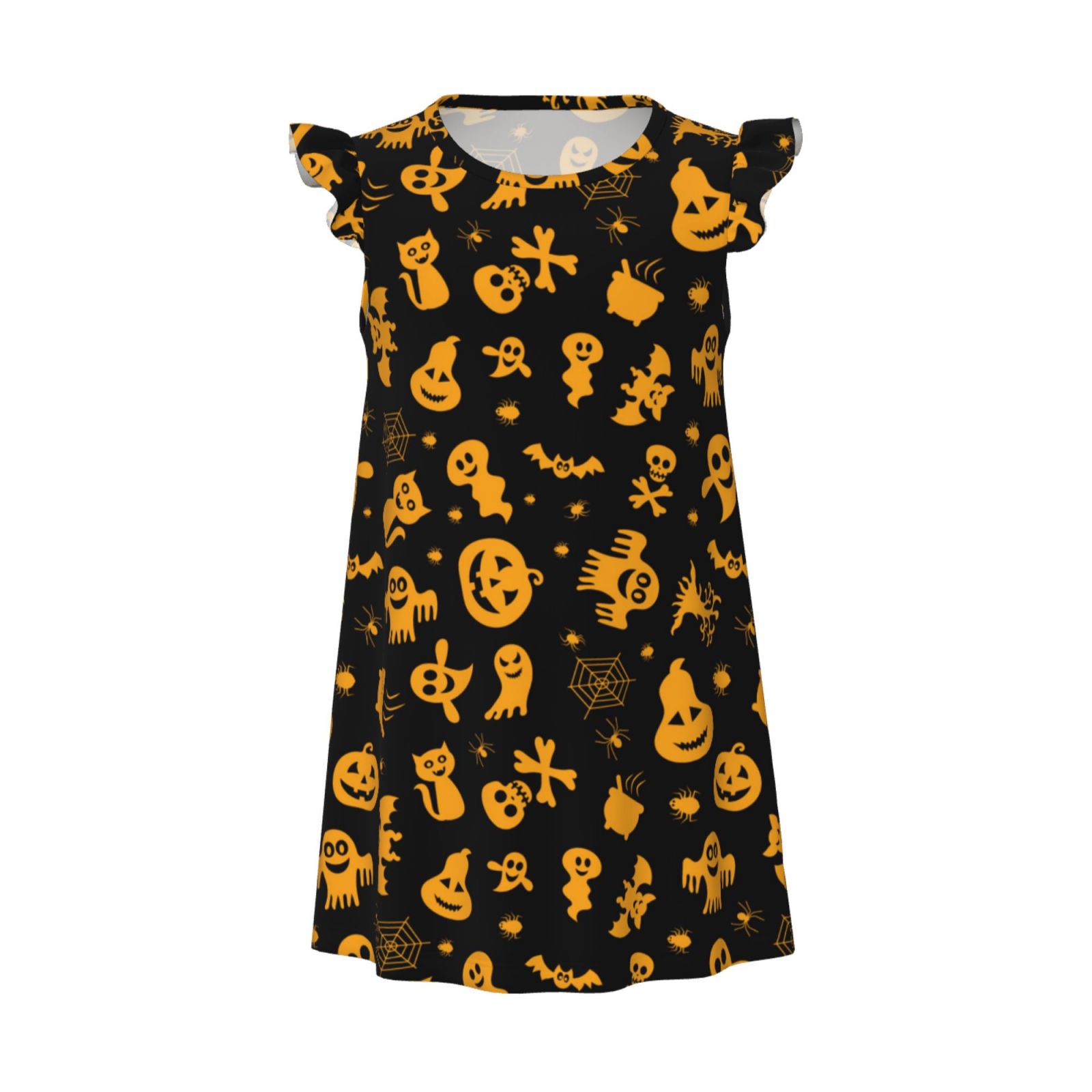 Girls Nightgown halloween elements Patterns Flutter Short Sleeves Night ...