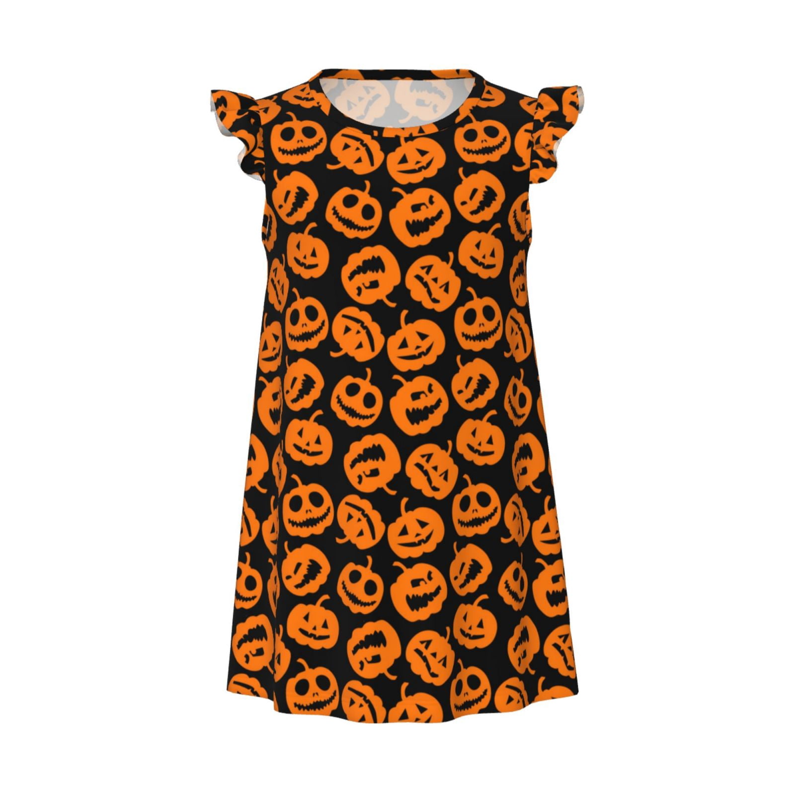 Girls Nightgown pumpkins halloween Flutter Short Sleeves Night Dress ...