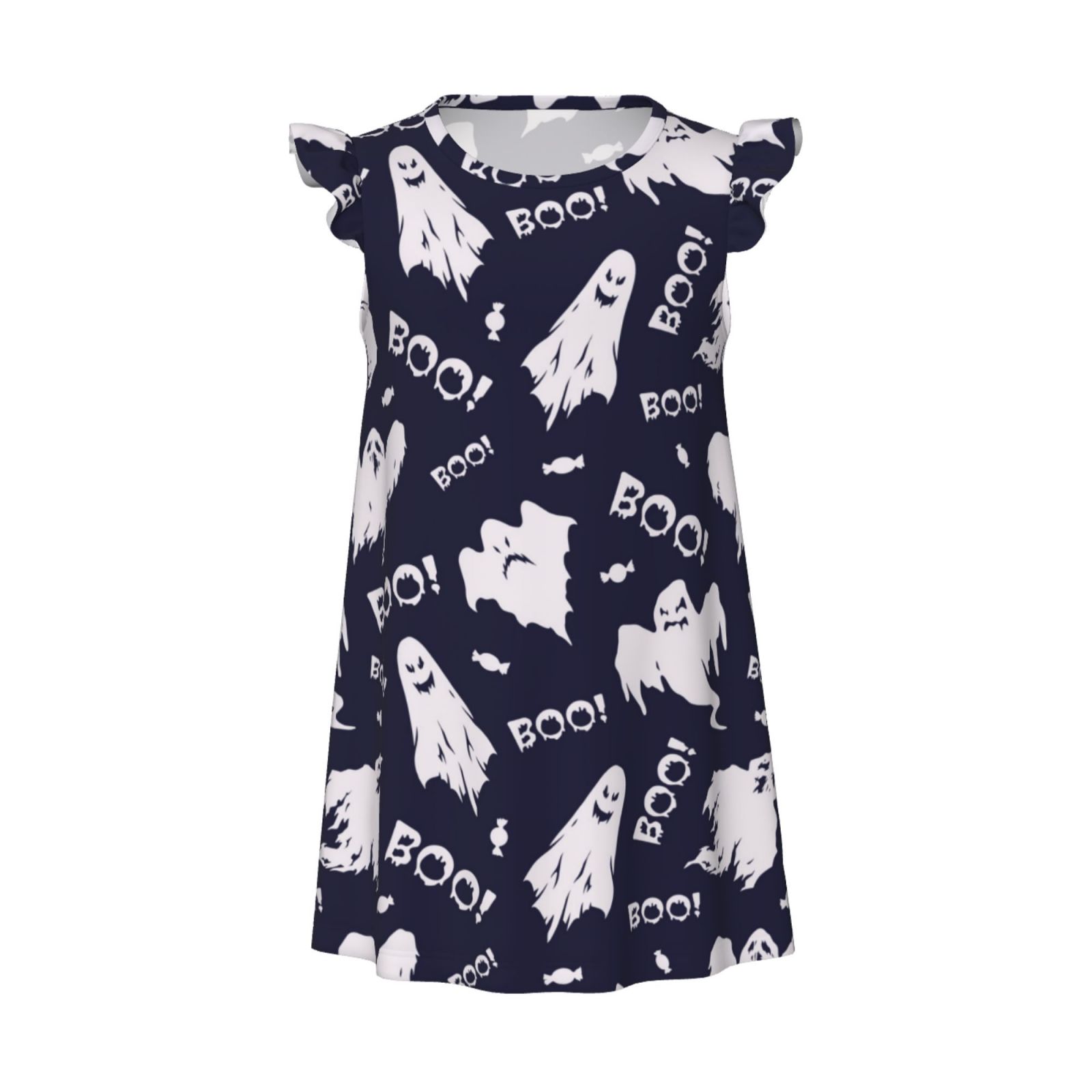 Girls Nightgown spooky halloween Flutter Short Sleeves Night Dress ...