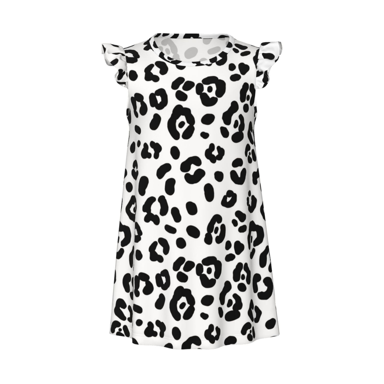 Girls Nightgowns, African Leopard black white print Flutter Sleeve ...
