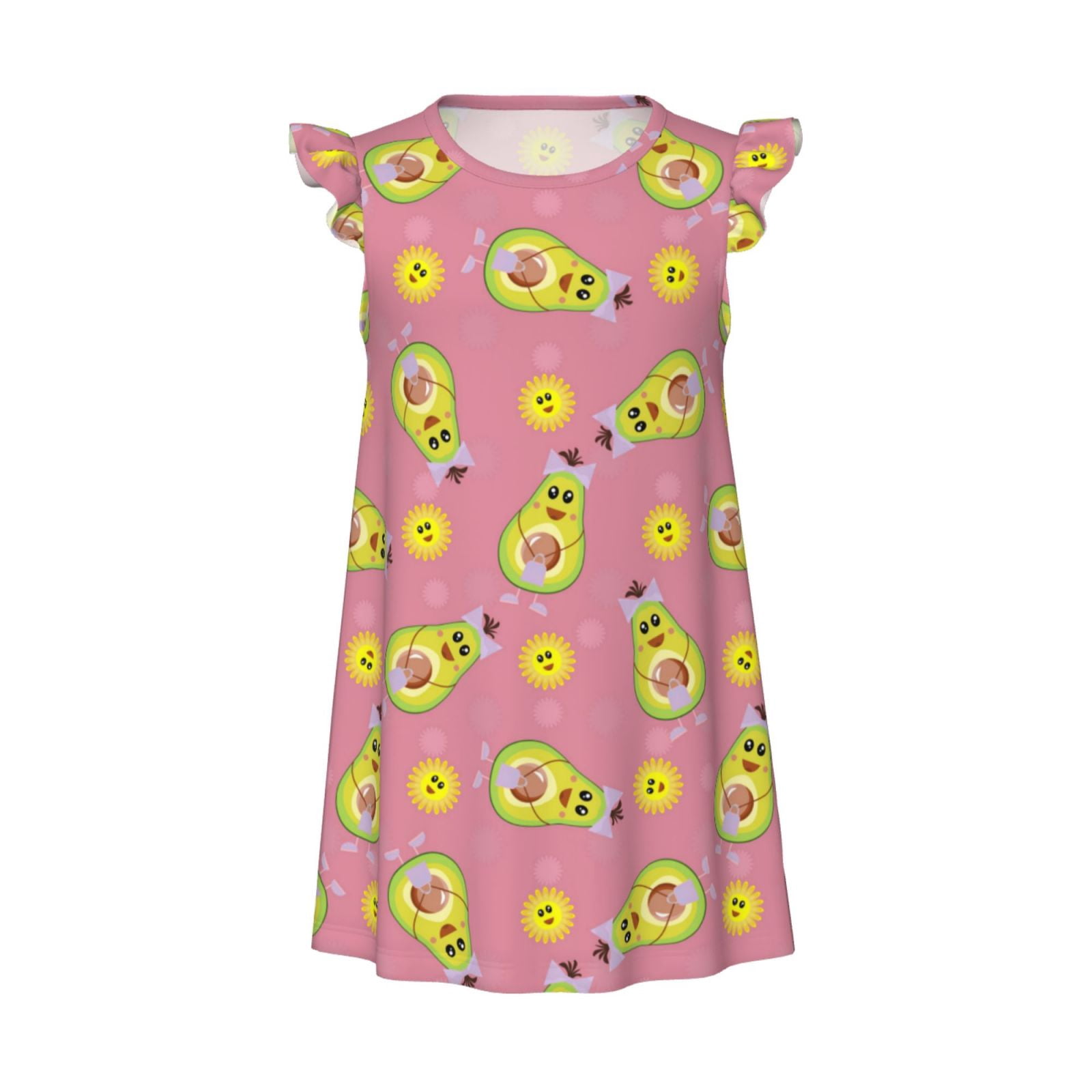 Girls Nightgowns - Avocado And Sun Short Sleeves Princess Dress, Girls ...