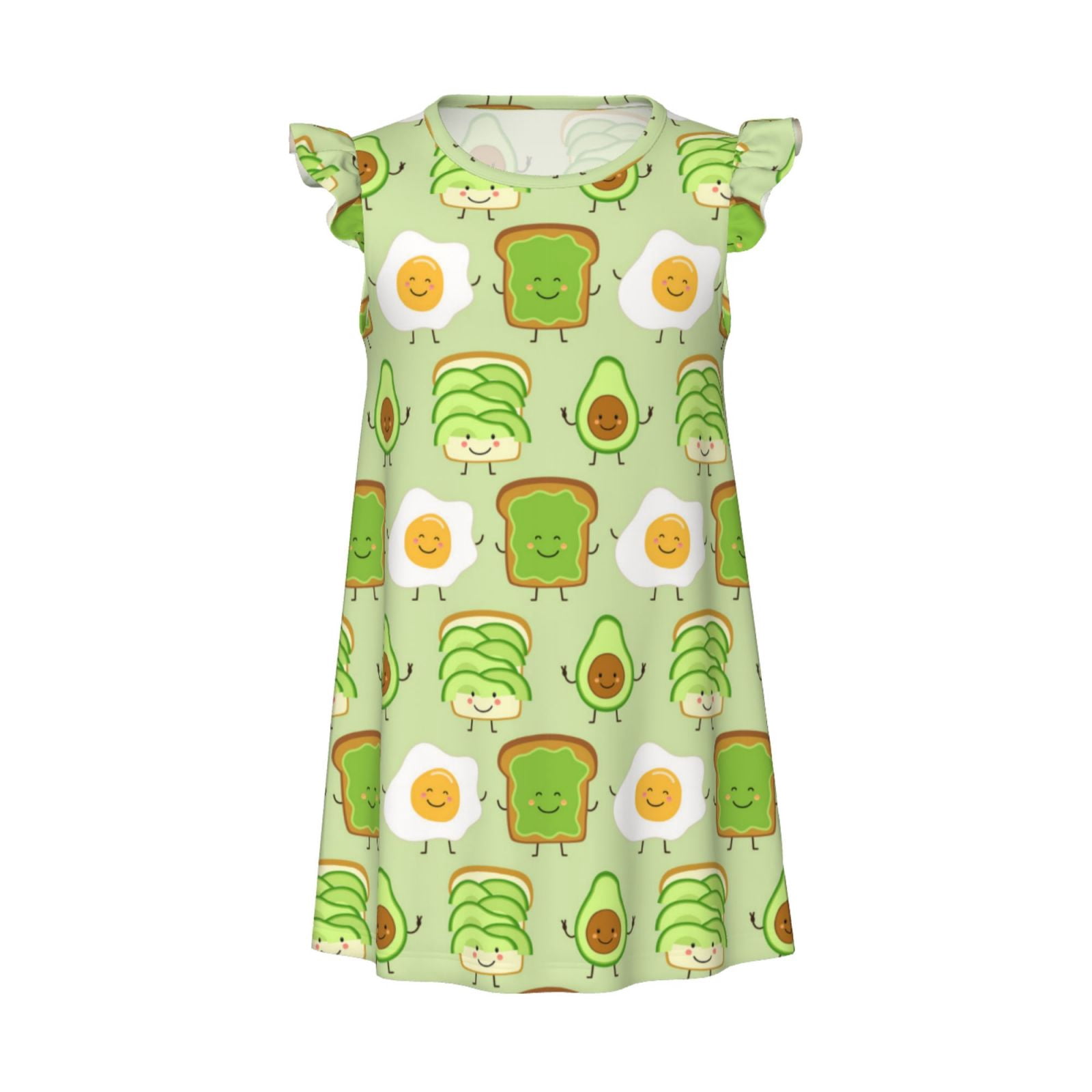 Girls Nightgowns - Avocado And Toast Short Sleeves Princess Dress ...