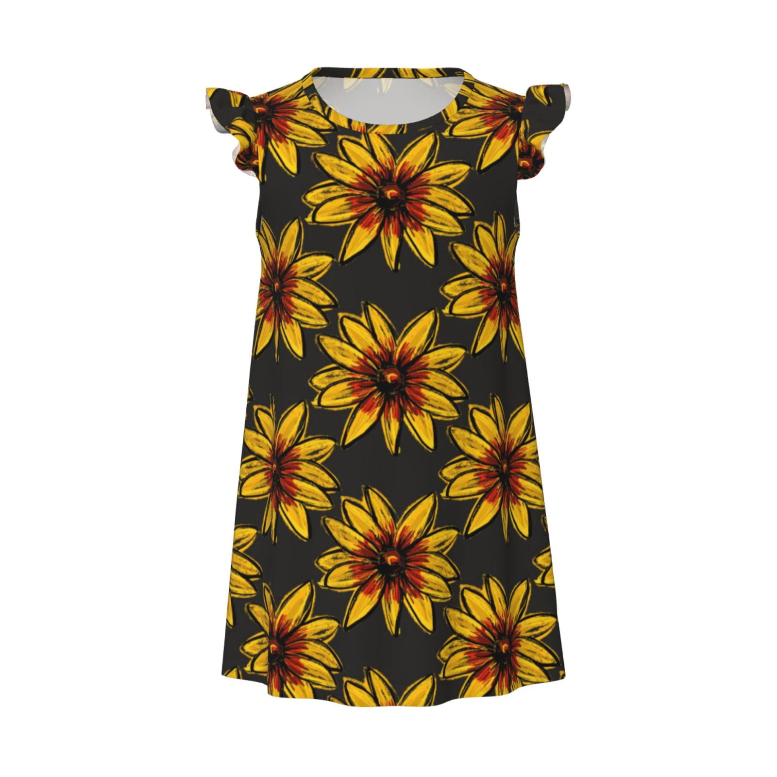Girls Nightgowns - Beautiful Sunflower Short Sleeves Princess Dress ...