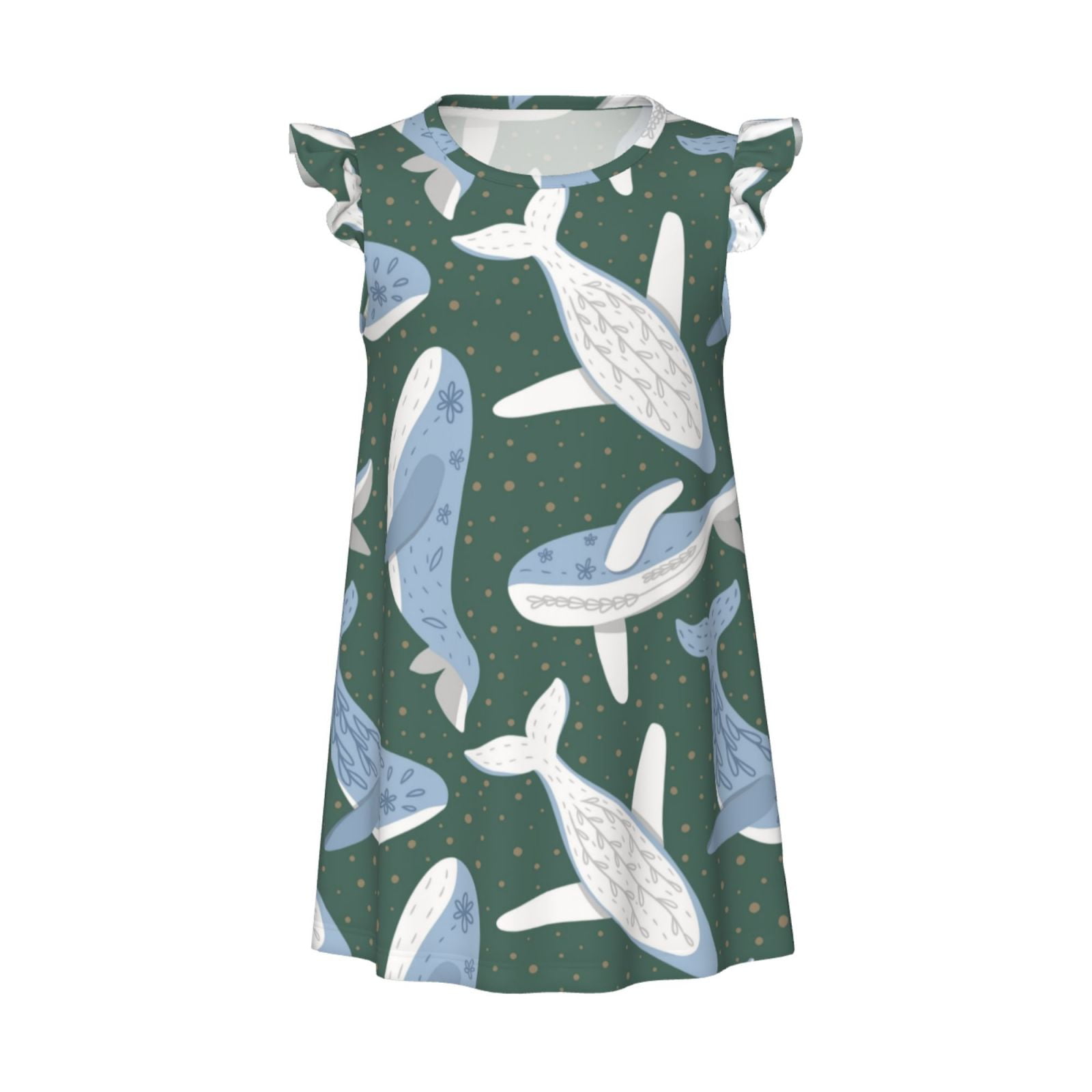 Girls Nightgowns - Beautiful Whales Soft Comfort Flutter Sleeves Night ...