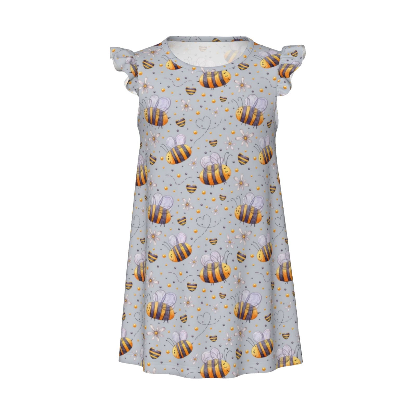 Girls Nightgowns - Bee Short Sleeves Princess Dress, Girls Pajamas ...