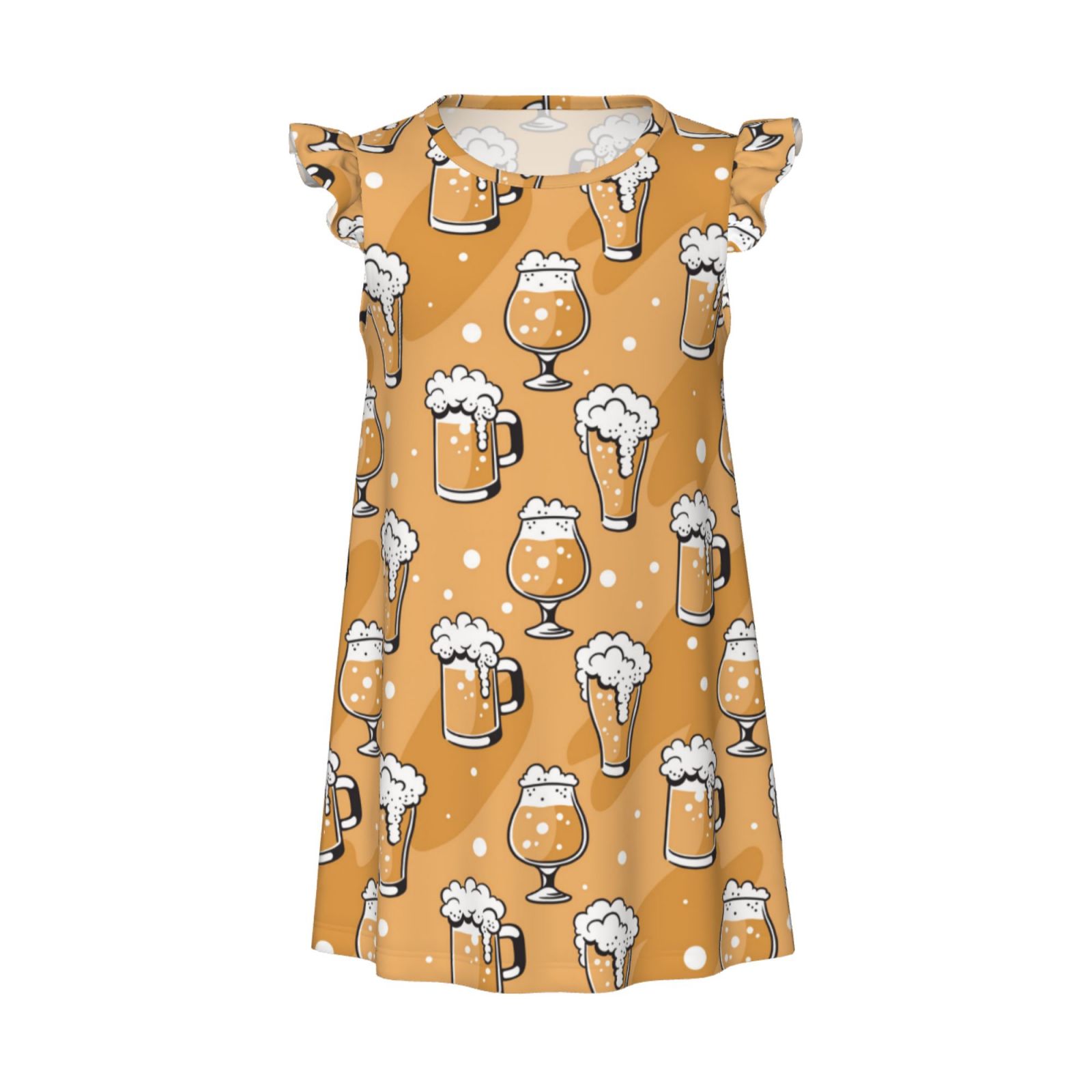 Girls Nightgowns - Beer In Glasses Soft Comfort Flutter Sleeves Night ...