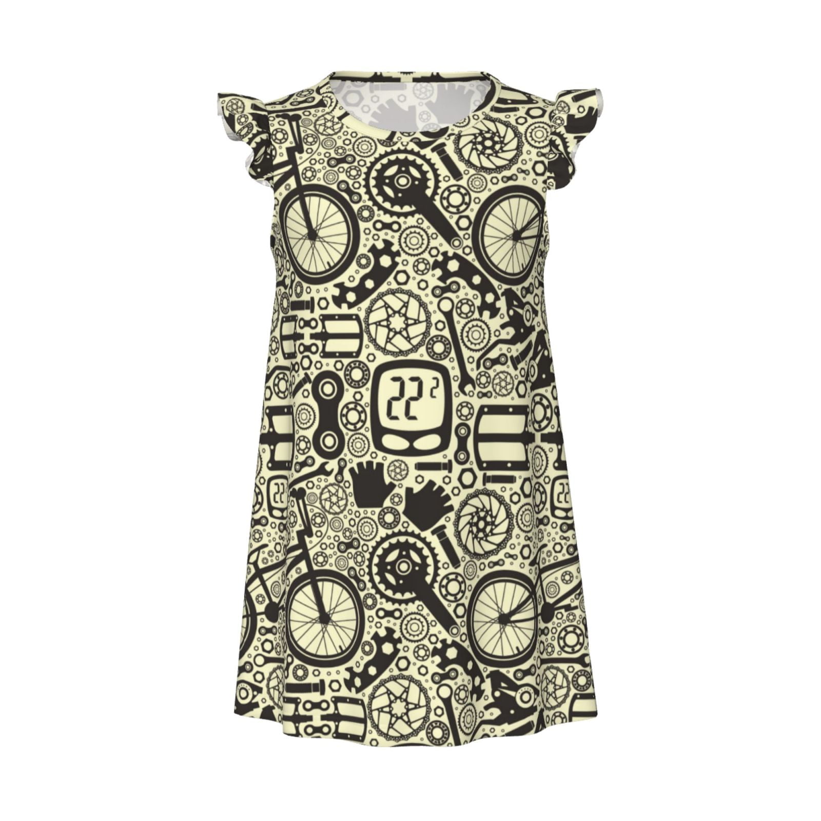 Girls Nightgowns - Bike Pattern Ethereal Soft Comfort Flutter Sleeves ...