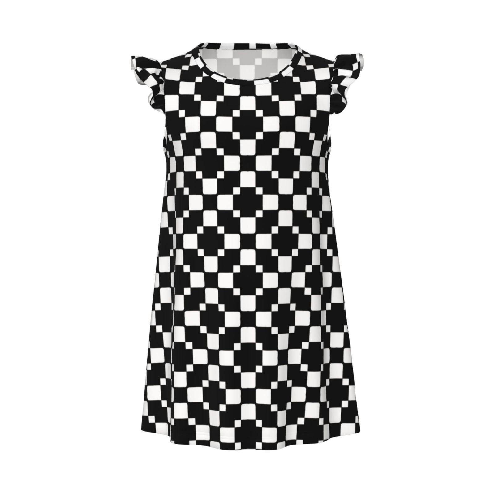 Girls Nightgowns, Black and white checkered Pajamas for Girls, Soft ...