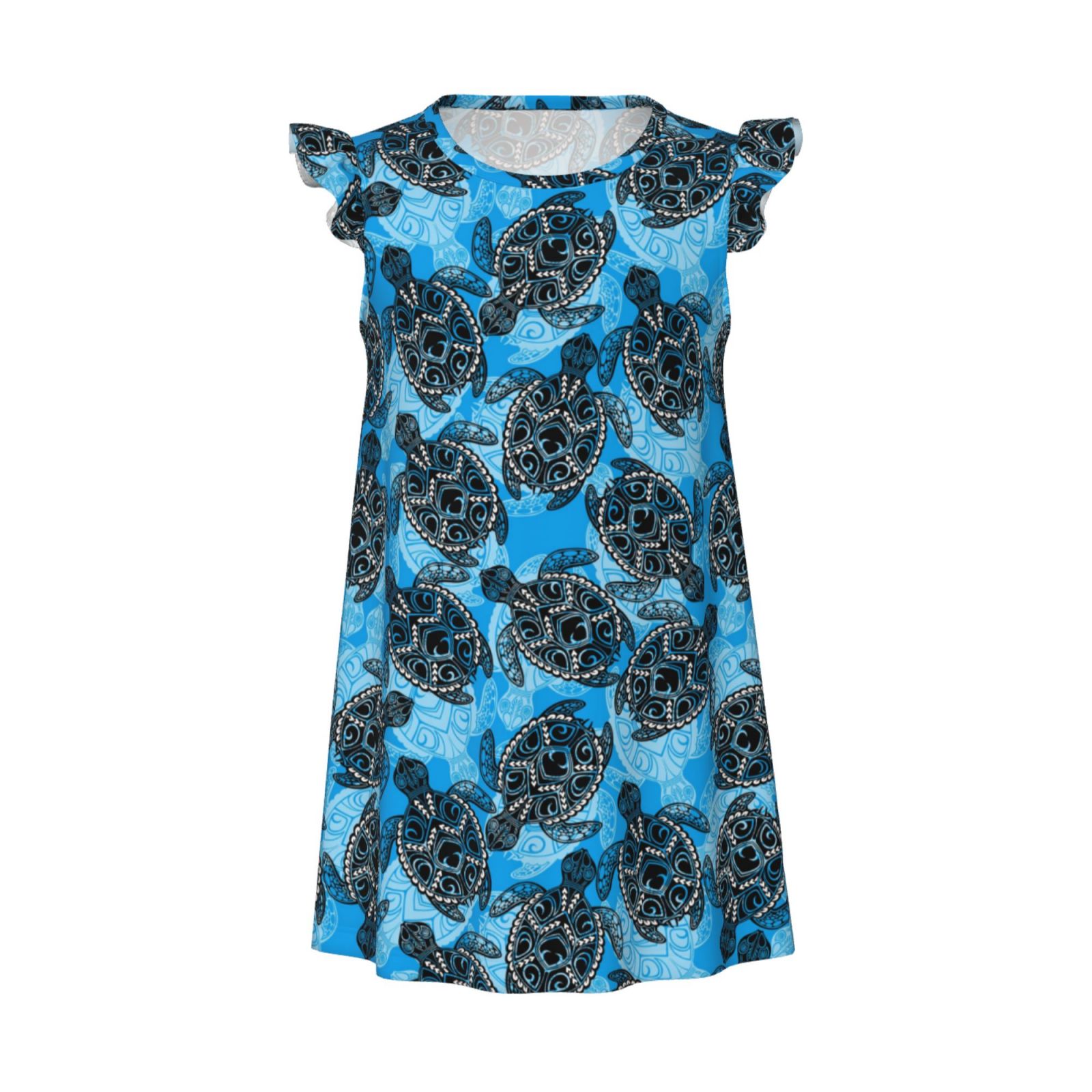 Girls Nightgowns, Bohemian Sea Turtle Flutter Sleeve Pajamas Nightdress ...