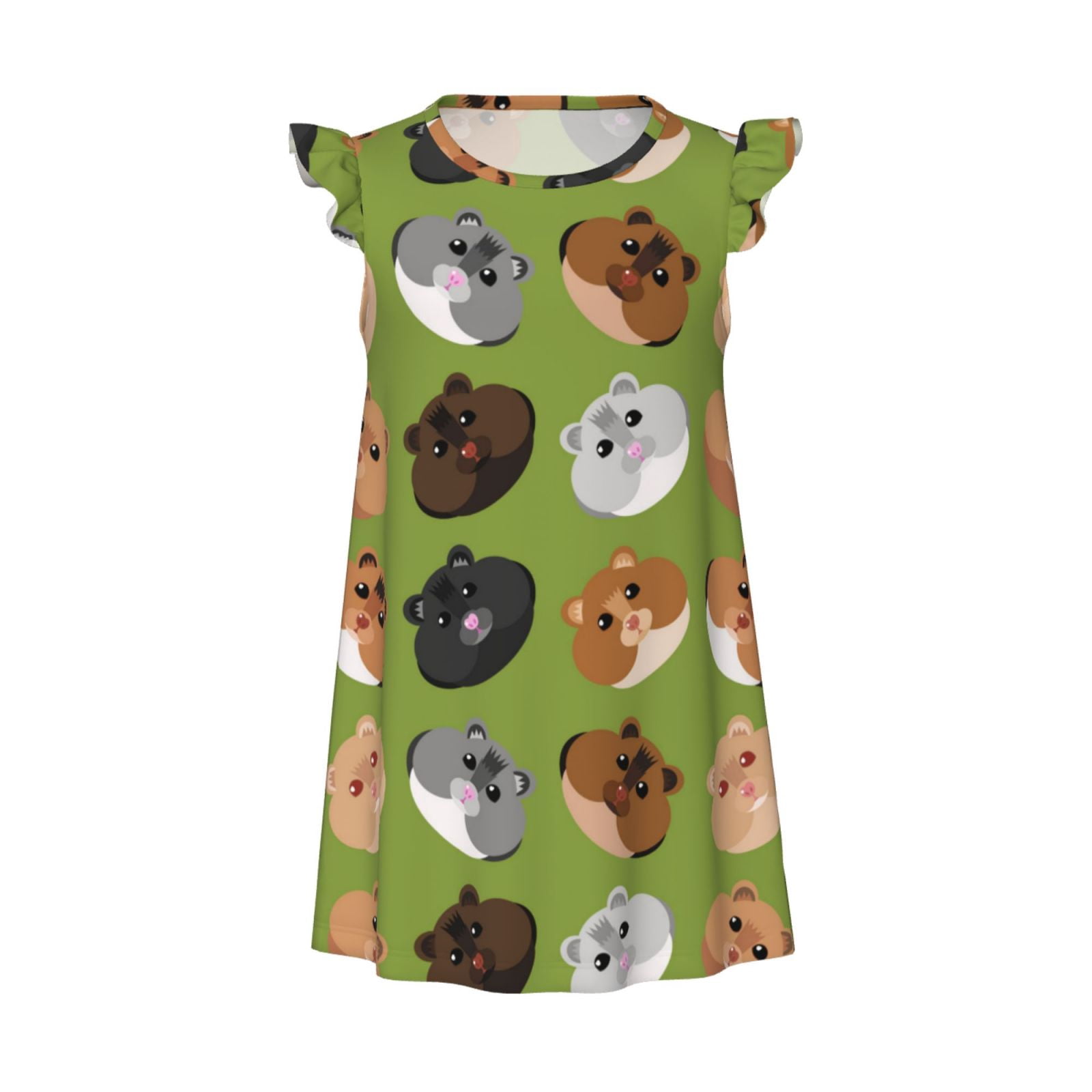 Girls Nightgowns - Cartoon Cute Hamster Face Soft Comfort Flutter ...