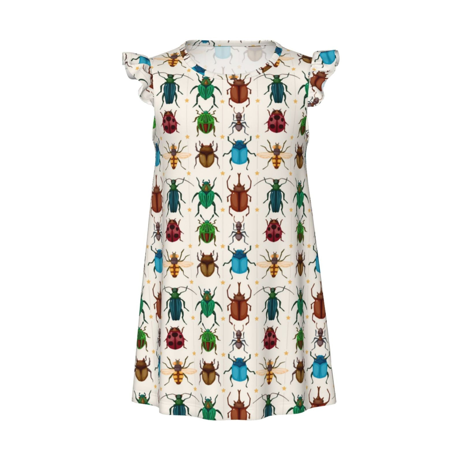 Girls Nightgowns - Cartoon Insects Soft Comfort Flutter Sleeves Night ...