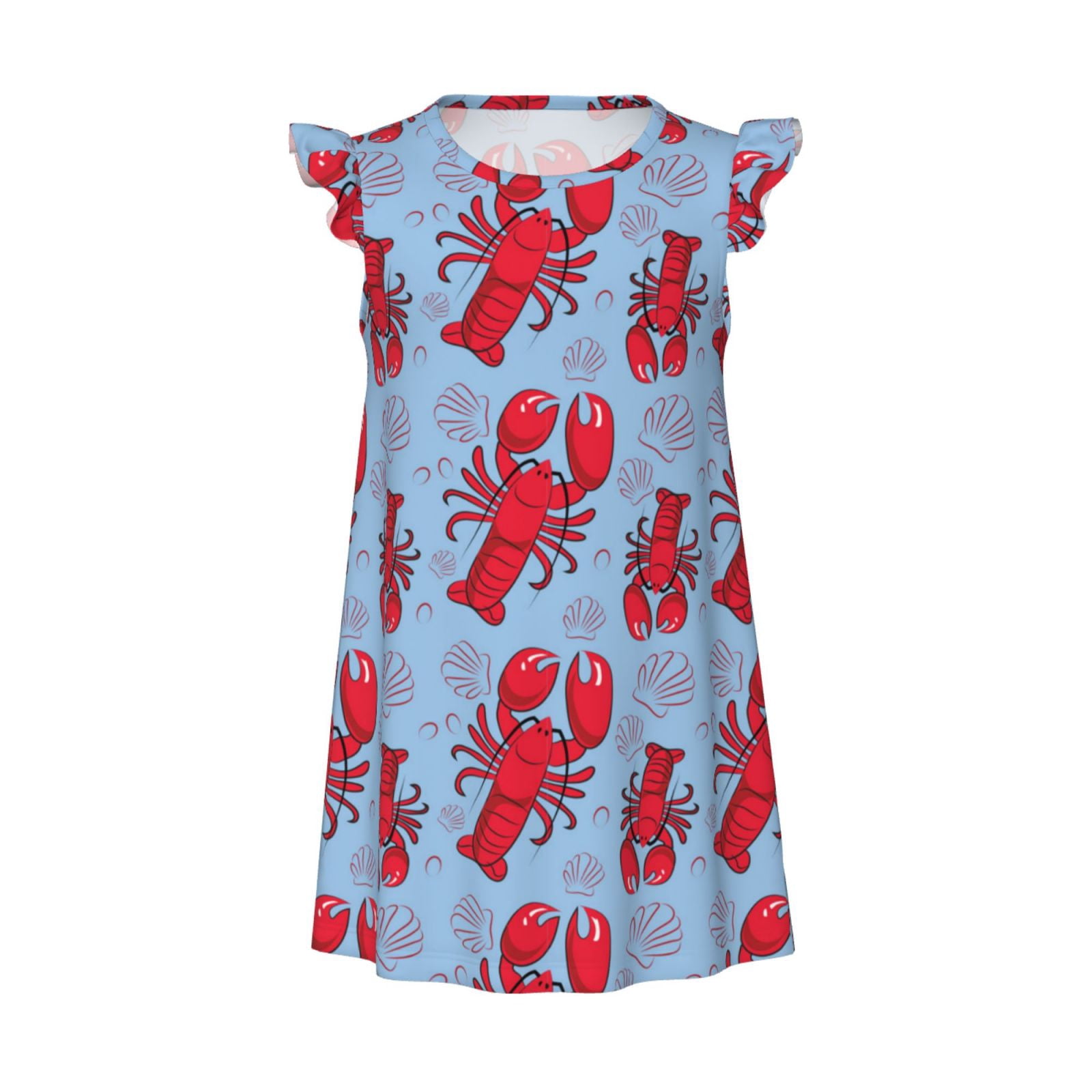 Girls Nightgowns - Cartoon Lobsters K Soft Comfort Flutter Sleeves ...