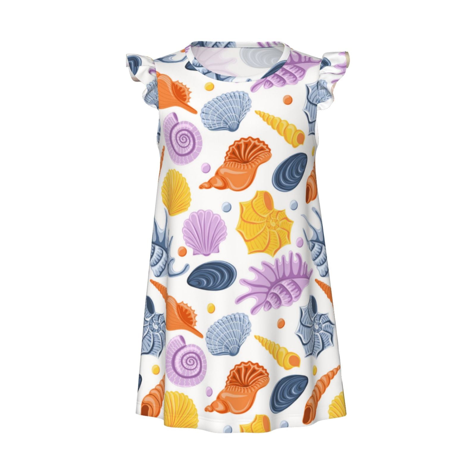 Girls Nightgowns - Cartoon Shell Conch Soft Comfort Flutter Sleeves ...