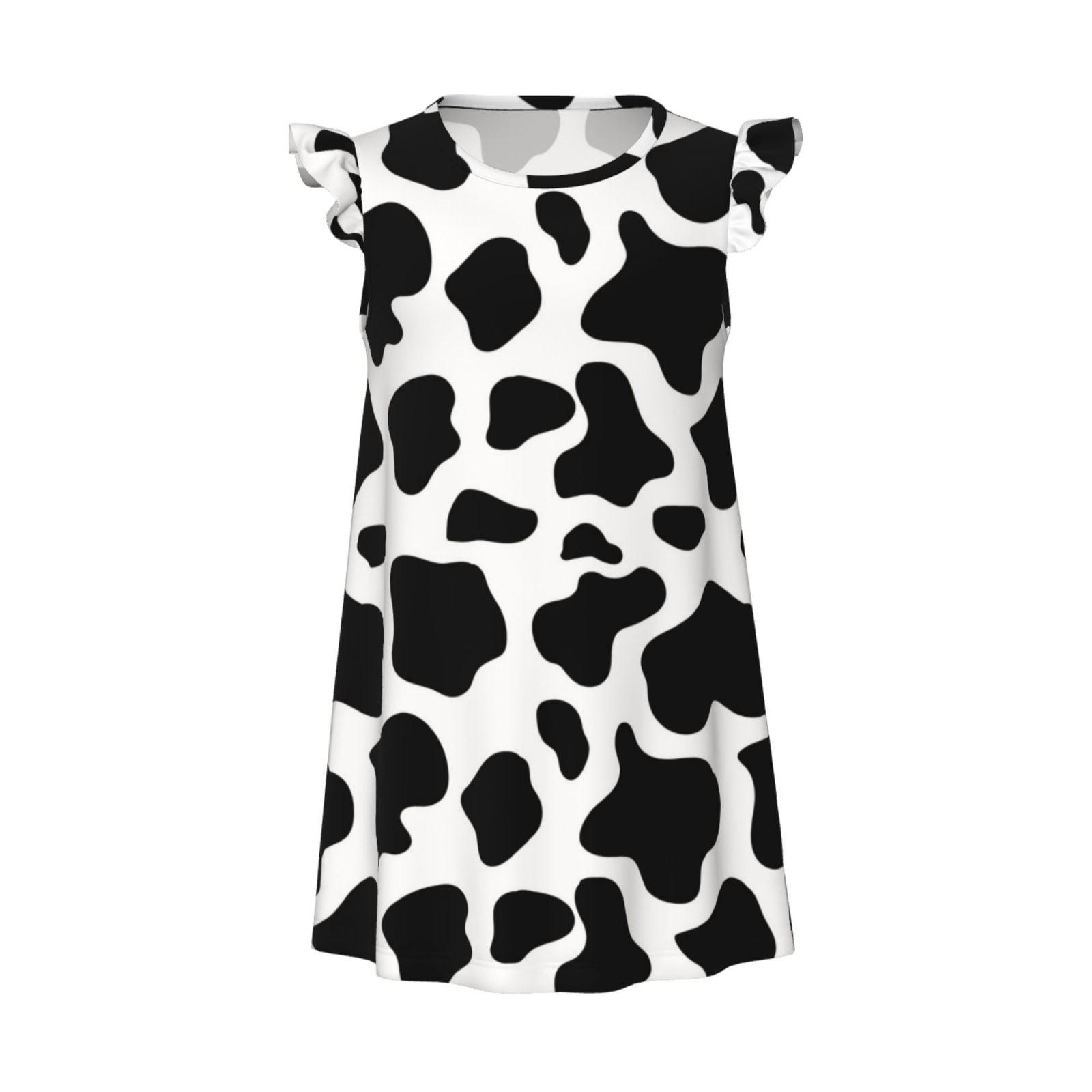 Girls Nightgowns - Cow print pattern Soft Comfort Flutter Sleeves Night ...