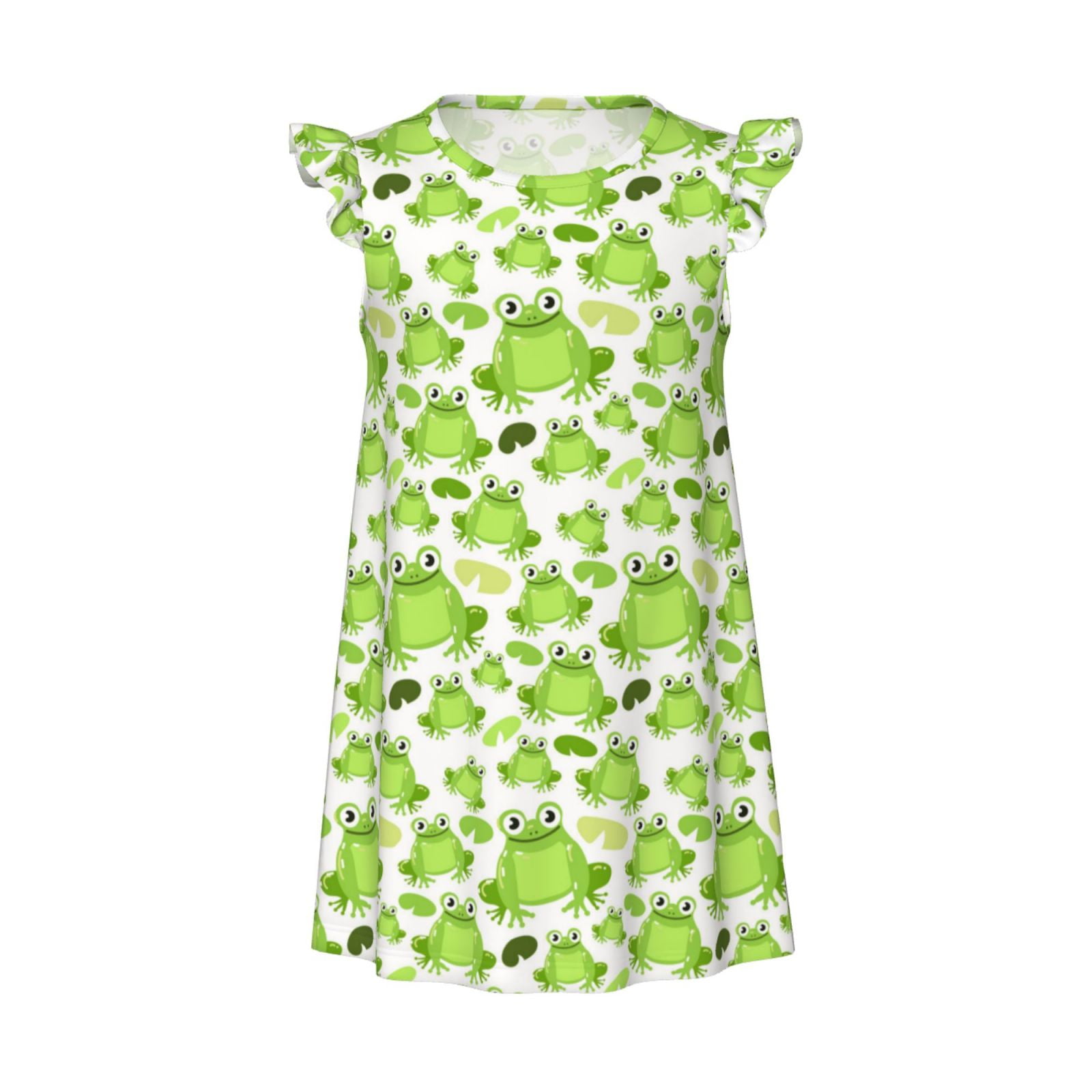 Girls Nightgowns - Cute Frogs Soft Comfort Flutter Sleeves Night Sleep ...