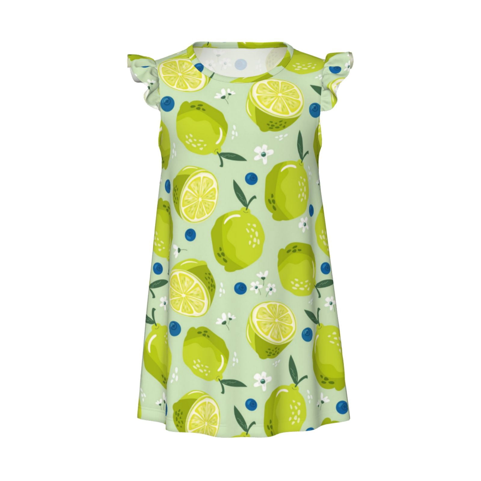 Girls Nightgowns - Cute Limes Blueberry Flowers Soft Comfort Flutter ...