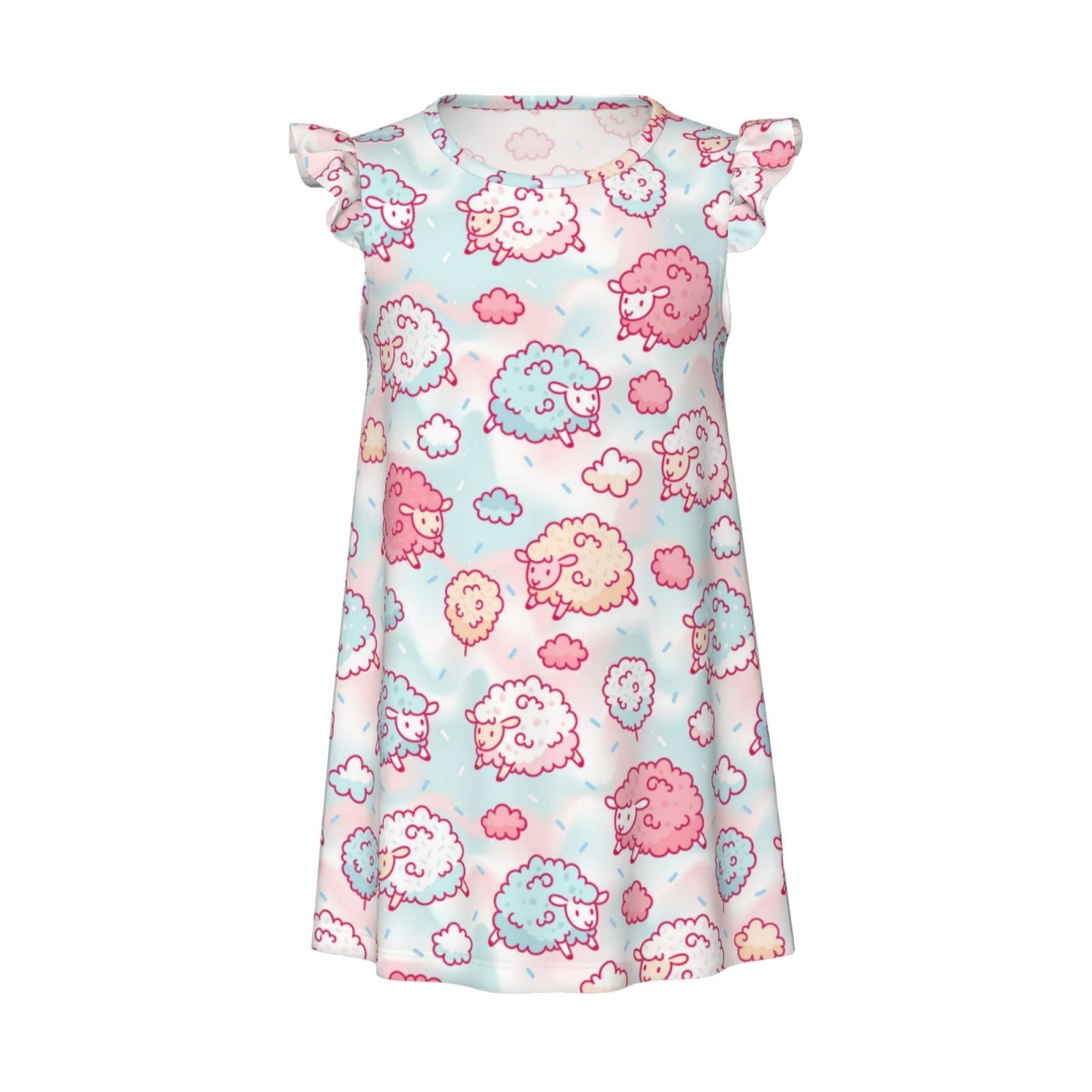 Girls Nightgowns - Cute Sheep Short Sleeves Princess Dress, Girls ...