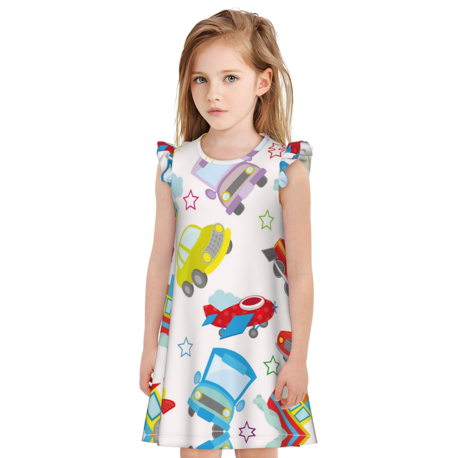 Girls Nightgowns - Cute Transport Flutter Sleeves Sleepwear Night Sleep ...