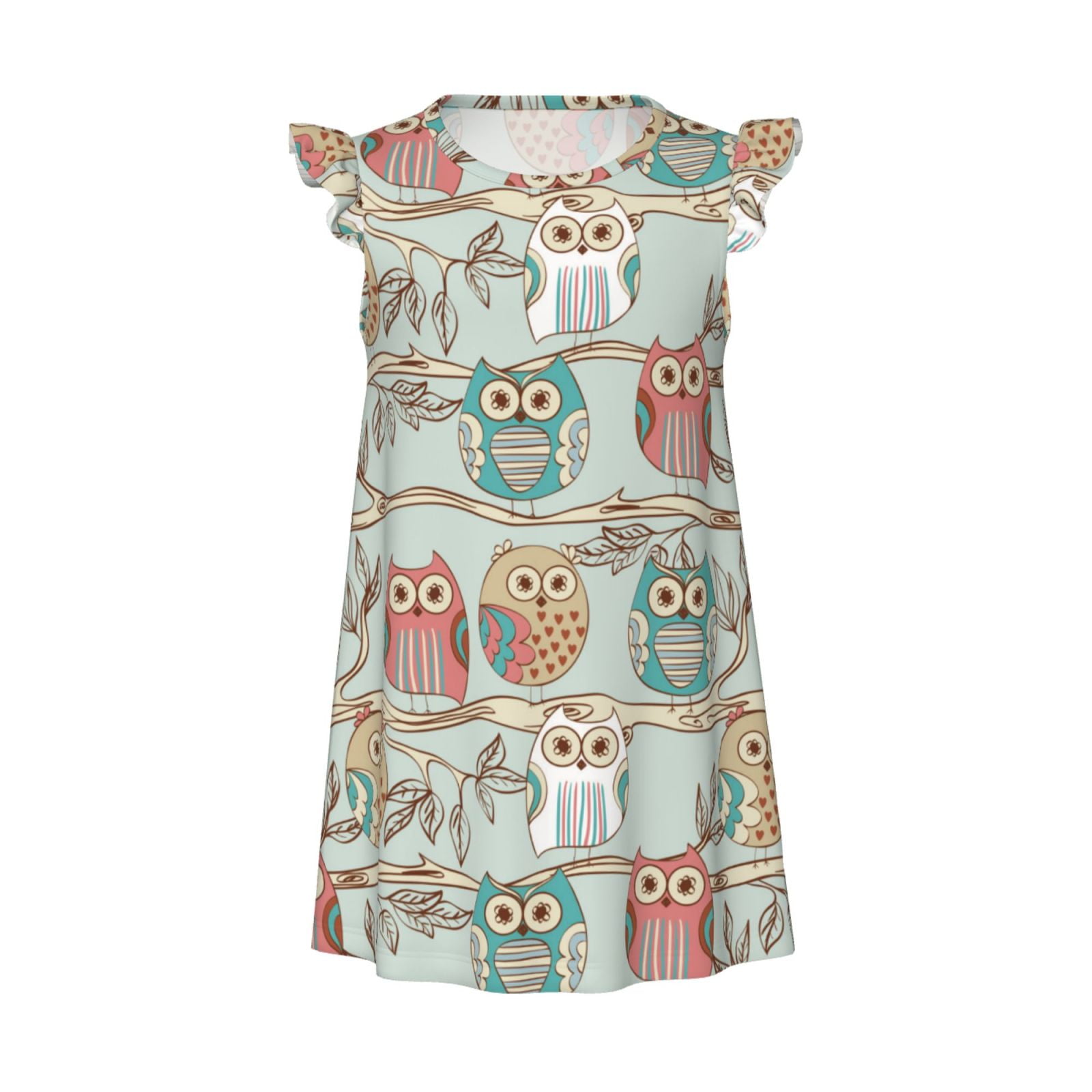 Girls Nightgowns - Cute owl Soft Comfort Flutter Sleeves Night Sleep ...