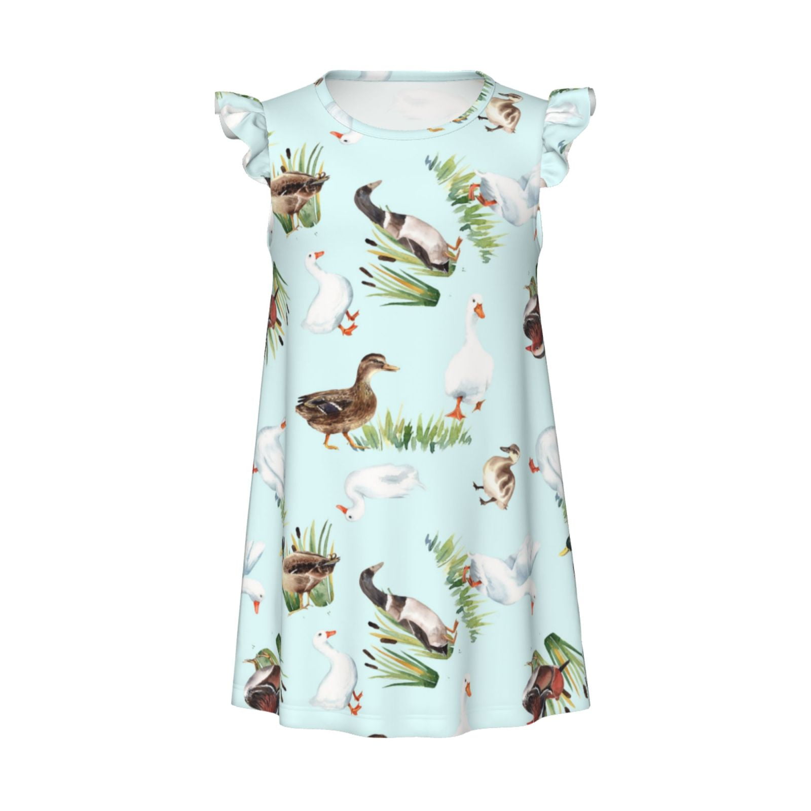 Girls Nightgowns - Duck Animals Farm Short Sleeves Pajamas Dress Girls ...