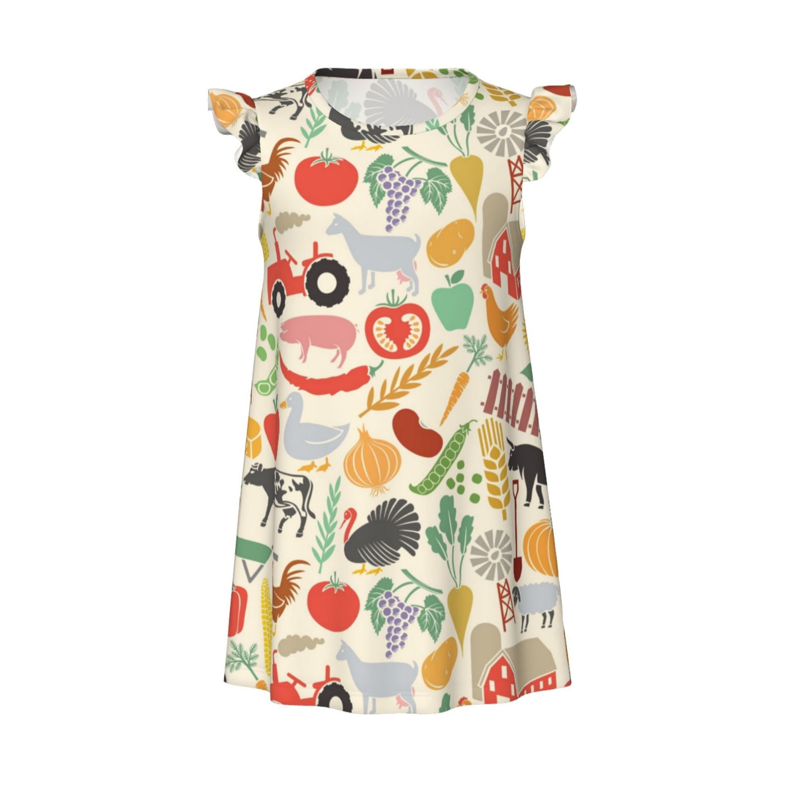 Girls Nightgowns, Farm Pajamas for Girls, Soft Flutter Short Sleeves ...