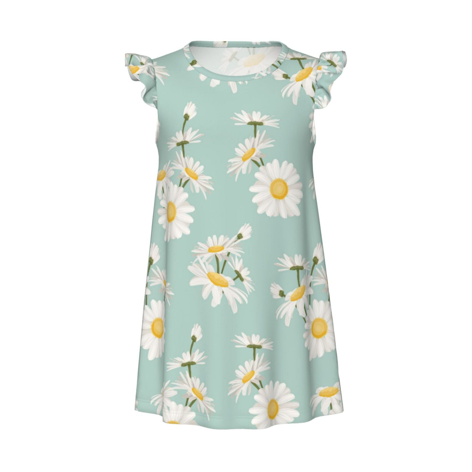 Girls Nightgowns - Floral daisy A Soft Comfort Flutter Sleeves Night ...