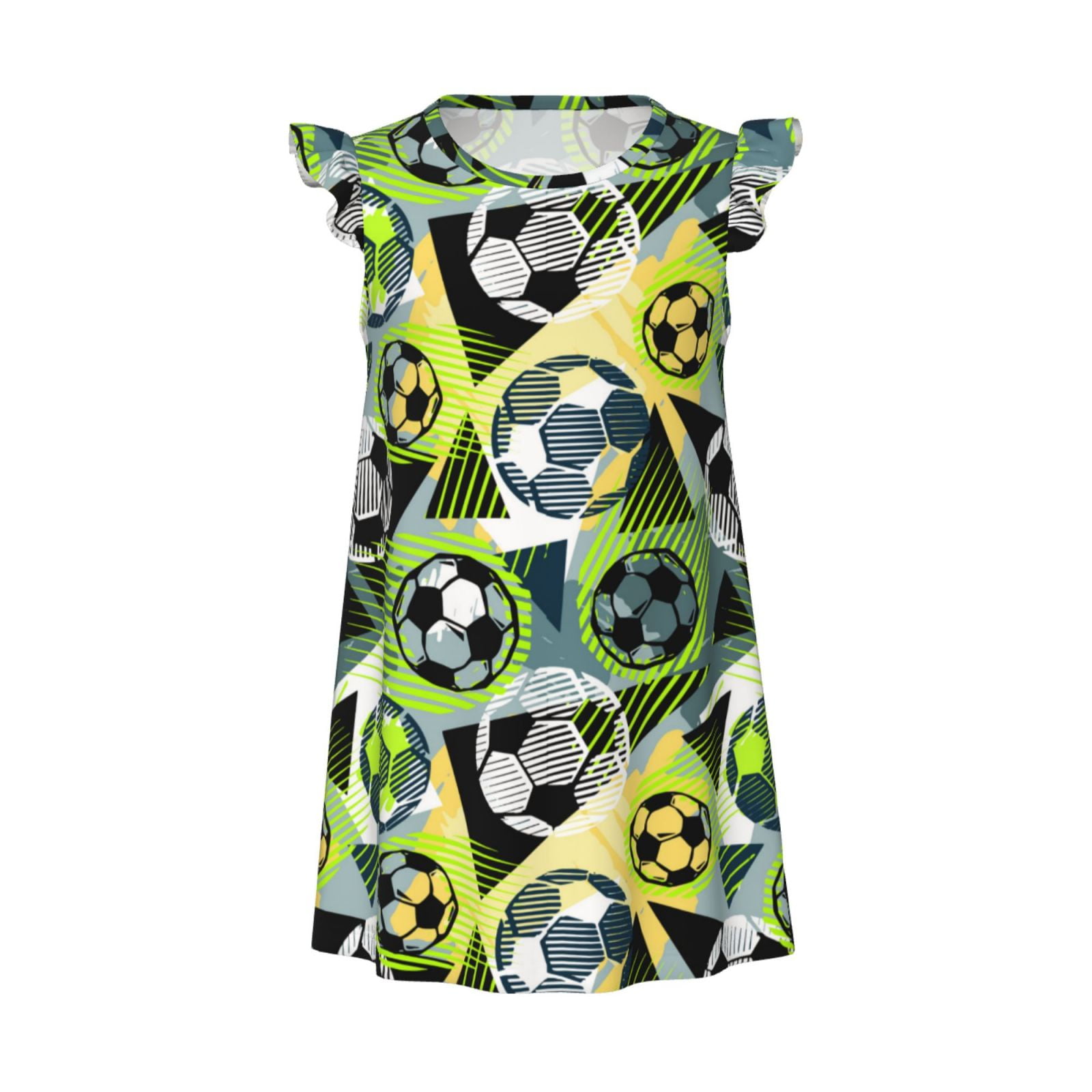 Girls Nightgowns - Football Doodle Soft Comfort Flutter Sleeves Night ...