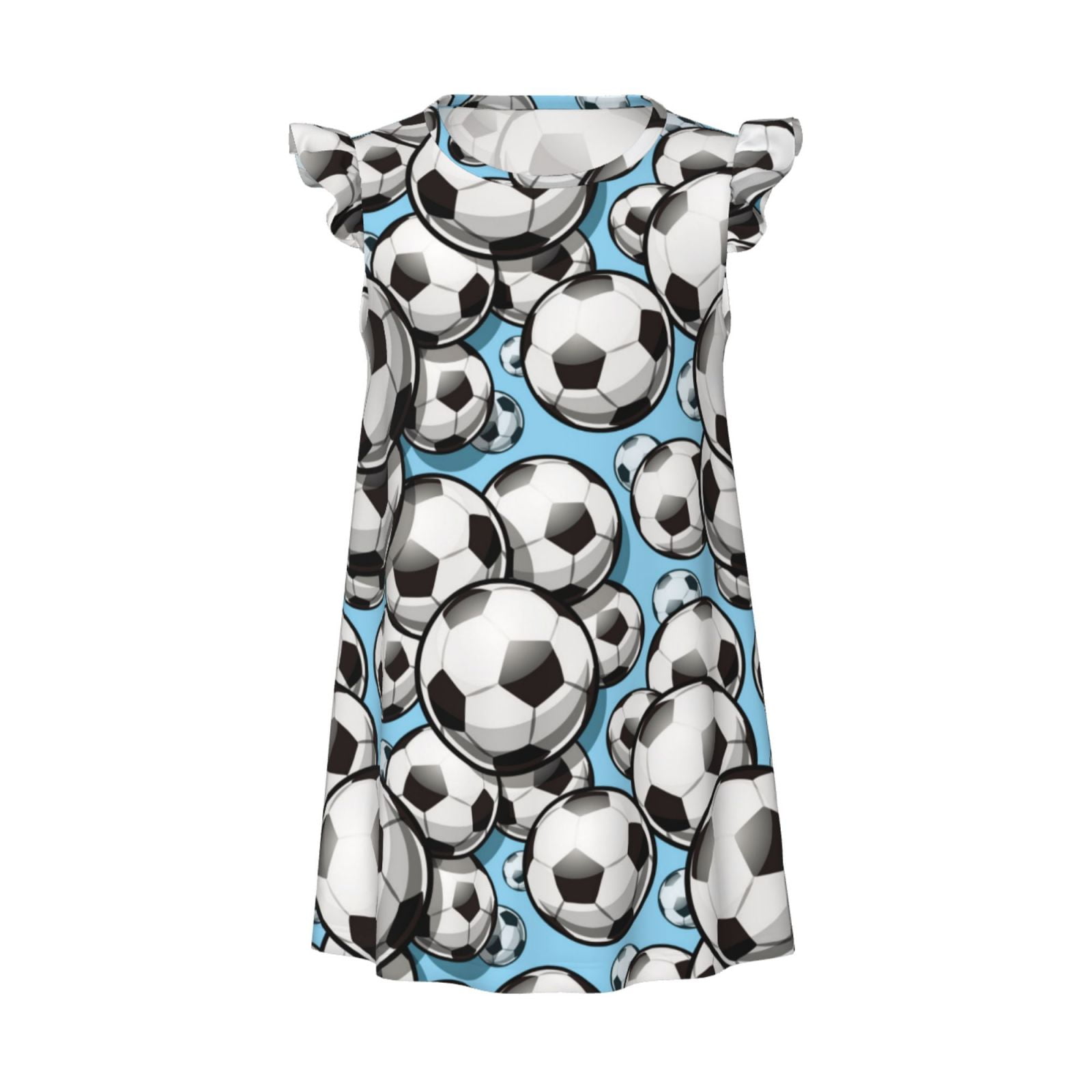 Girls Nightgowns - Football Soccer Ball Soft Comfort Flutter Sleeves ...