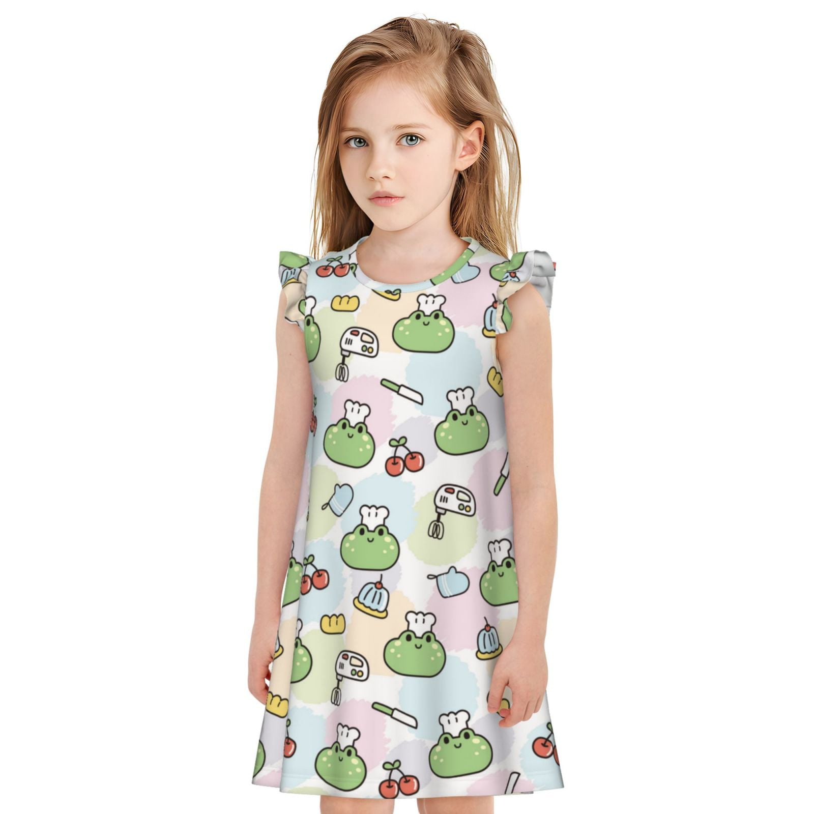 Girls Nightgowns, Frog Wear Chef Hat Pajamas for Girls, Soft Flutter ...