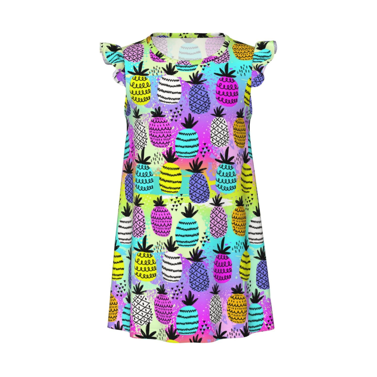 Girls Nightgowns - Graffiti Pineapples On Neon Soft Comfort Flutter ...