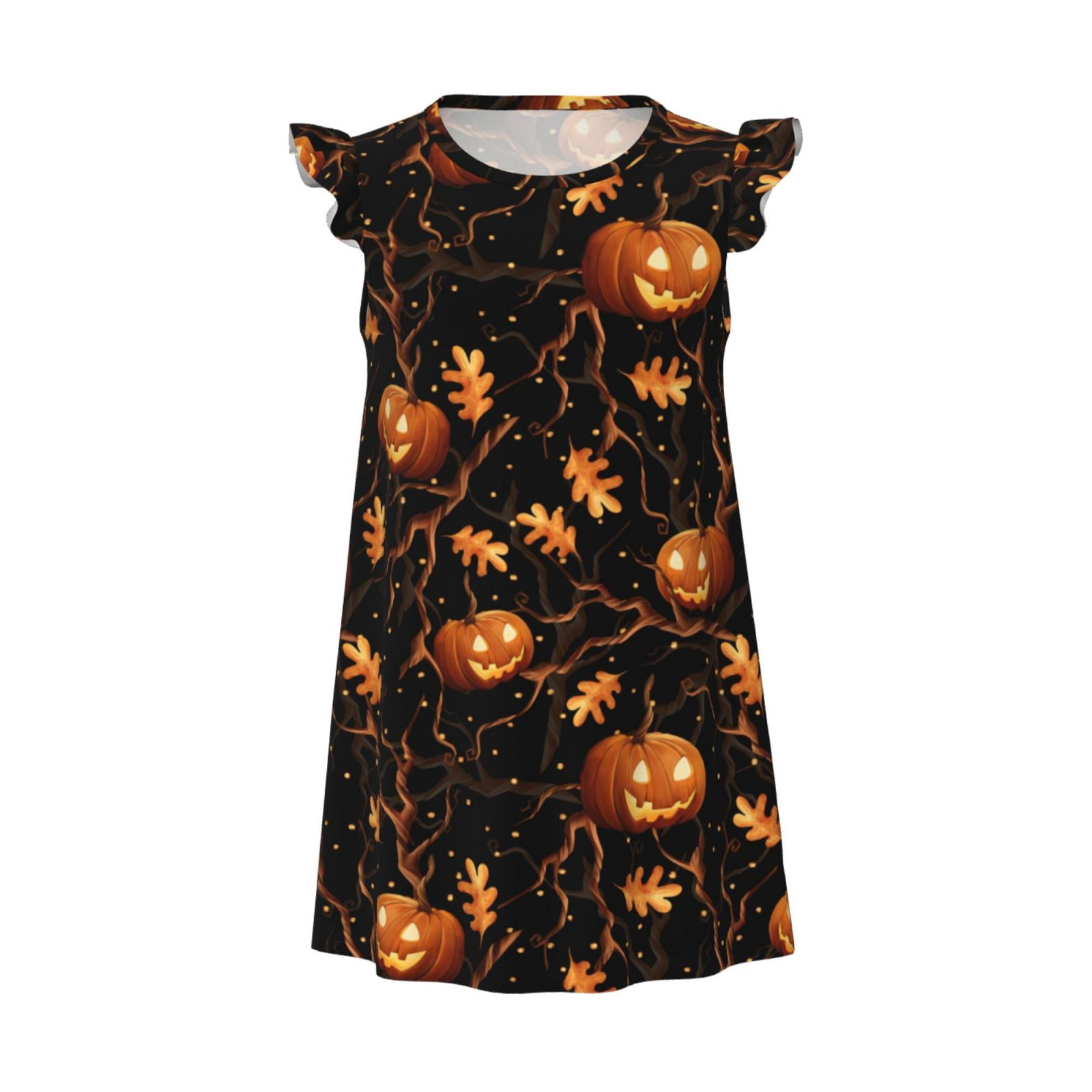 Girls Nightgowns - Halloween With Pumpkins Short Sleeves Princess Dress ...