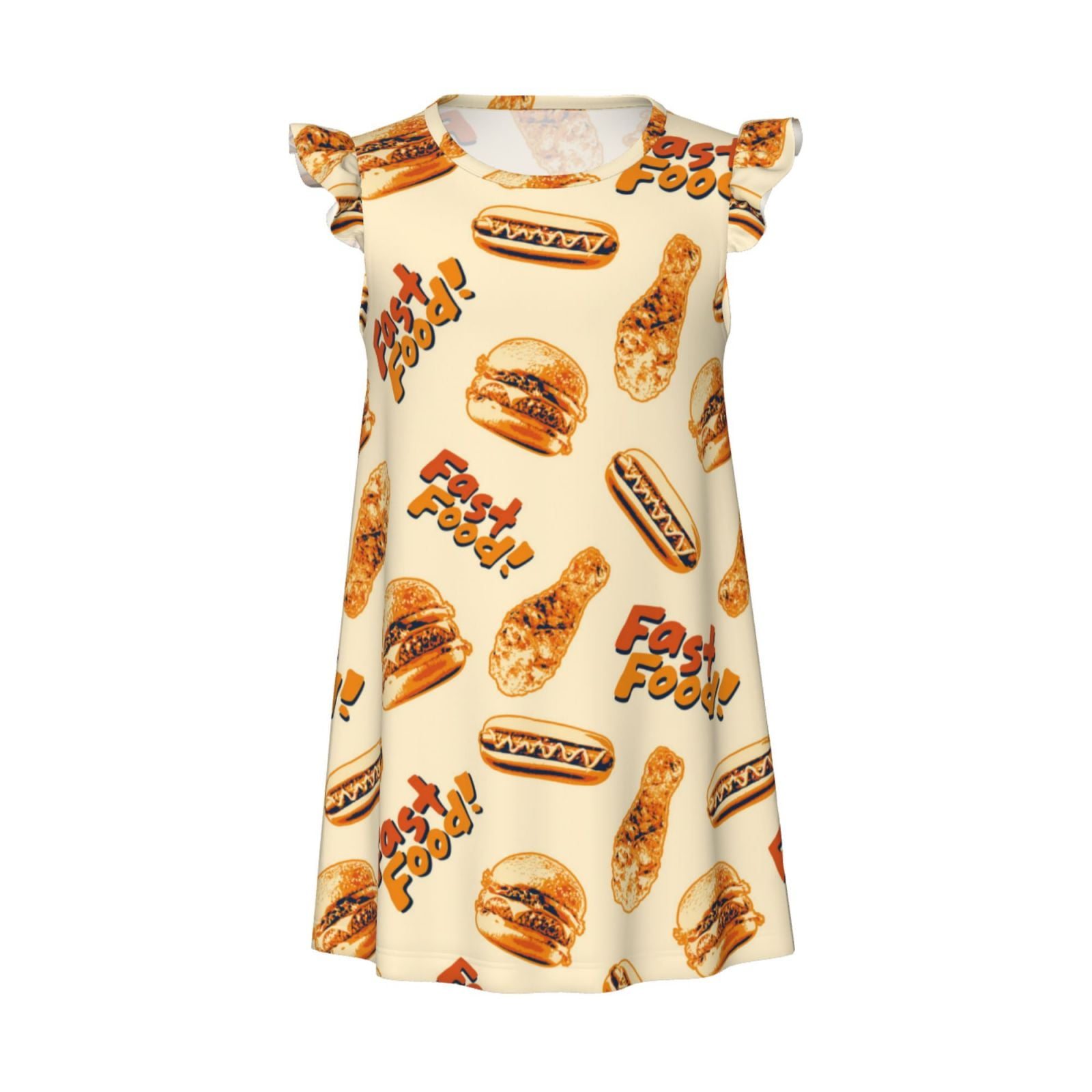 Girls Nightgowns, Hamburger Chicken Legs Flutter Sleeve Pajamas ...