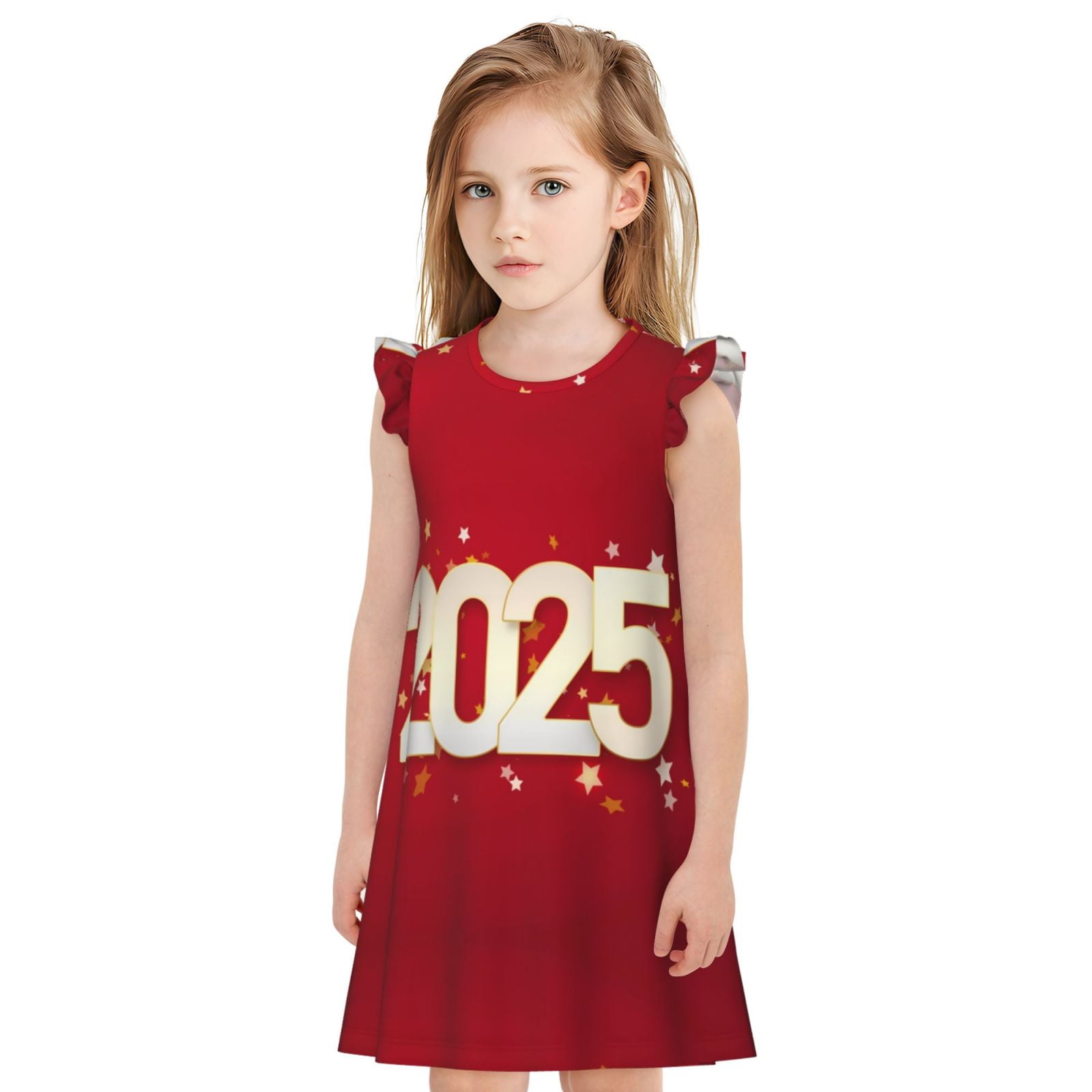 Girls Nightgowns - Happy New 2025 Year Soft Comfort Flutter Sleeves ...