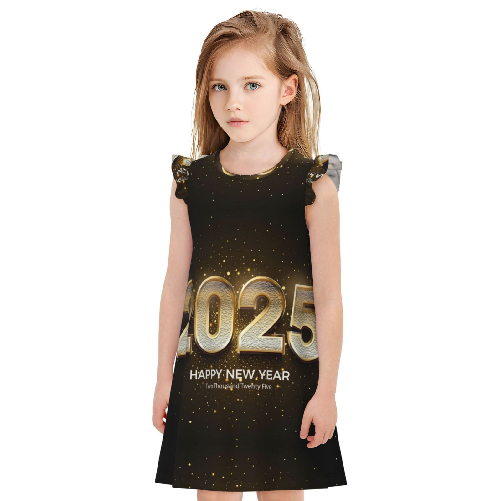 Girls Nightgowns - Happy New Year 2025 E Soft Comfort Flutter Sleeves ...