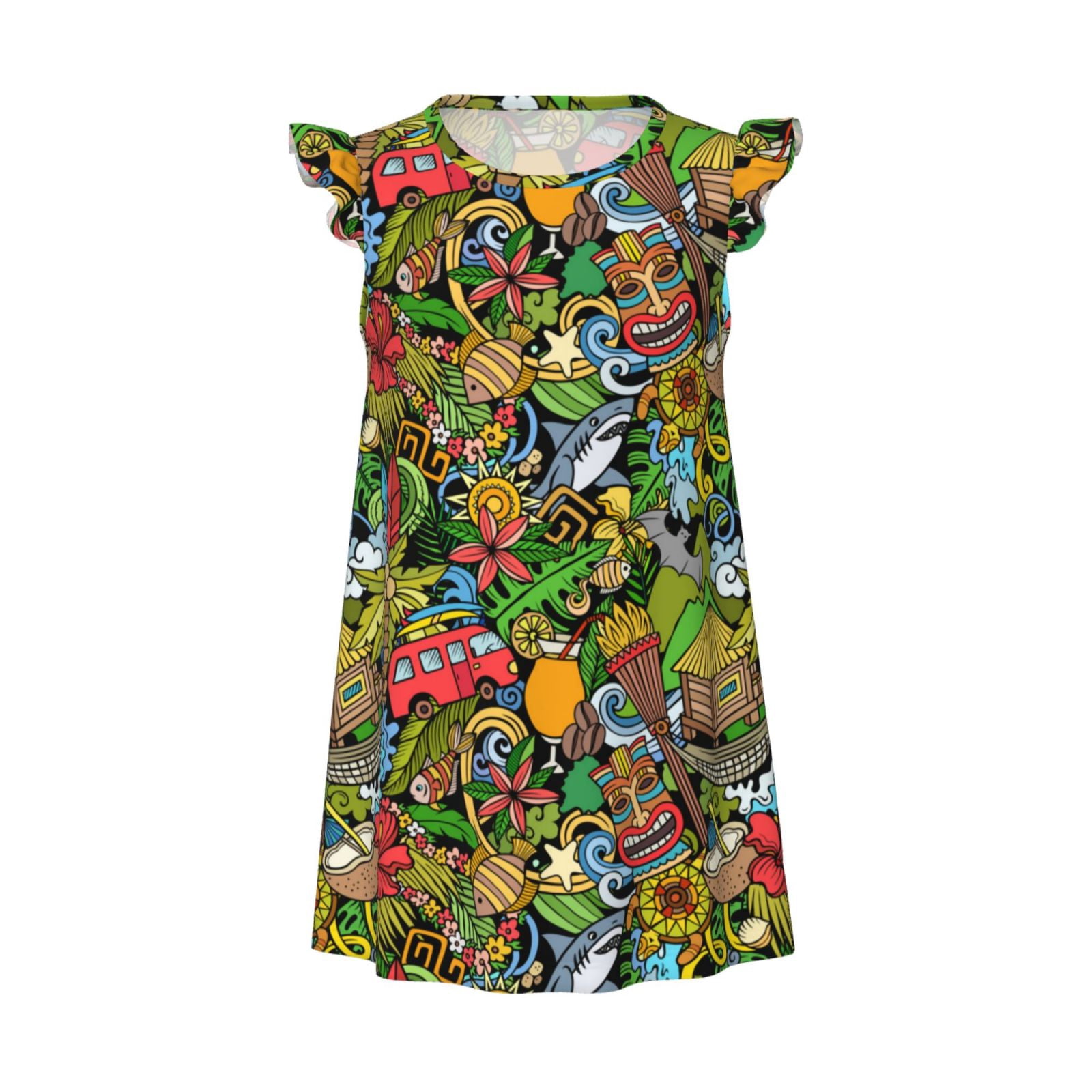 Girls Nightgowns - Hawaiian Culture Symbols 1 Soft Comfort Flutter ...